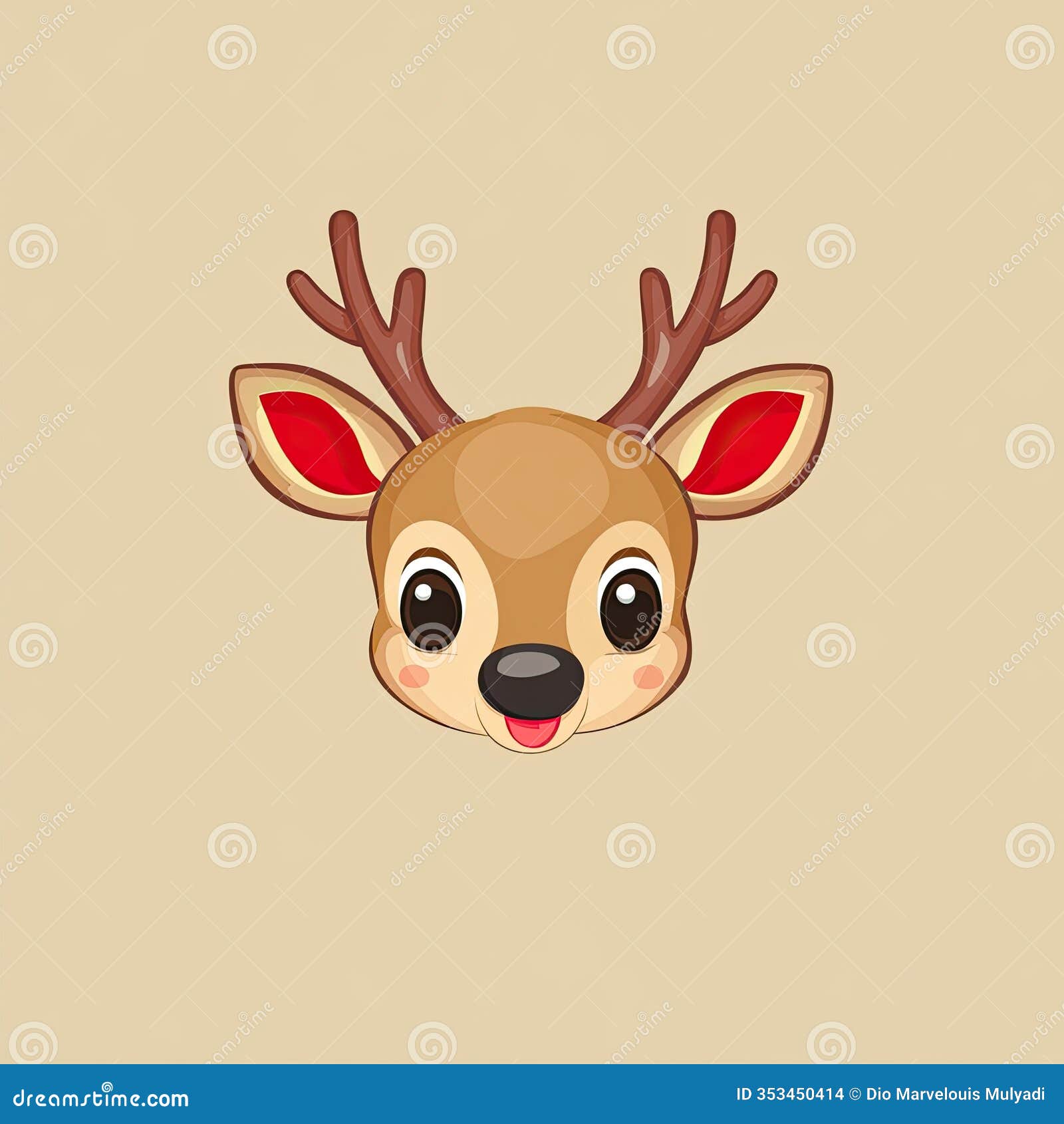 Cute Reindeer Face stock illustration. Illustration of character ...