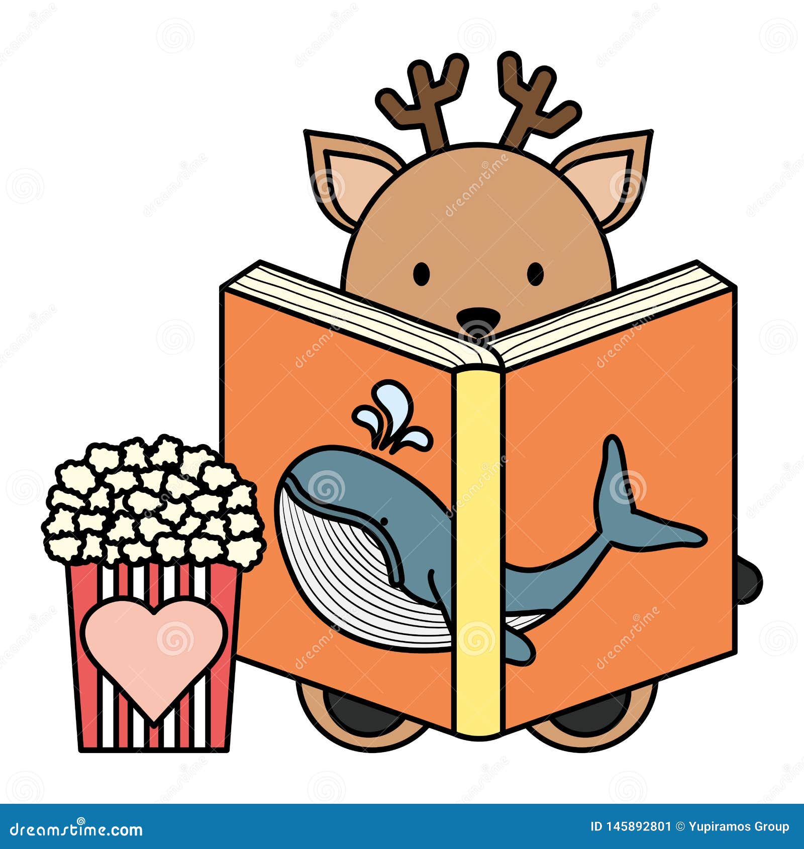 Cute Reindeer Reading Book Character Stock Vector - Illustration of ...