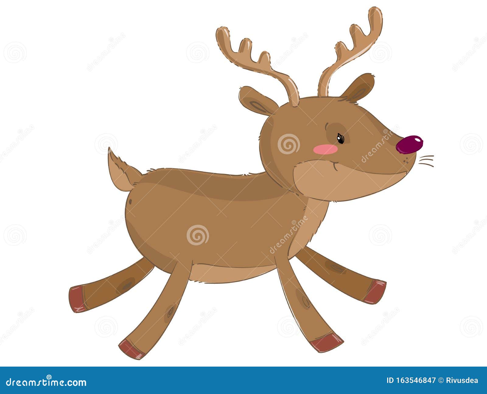 Cute Reindeer Running Isolated on White Background Stock Vector ...