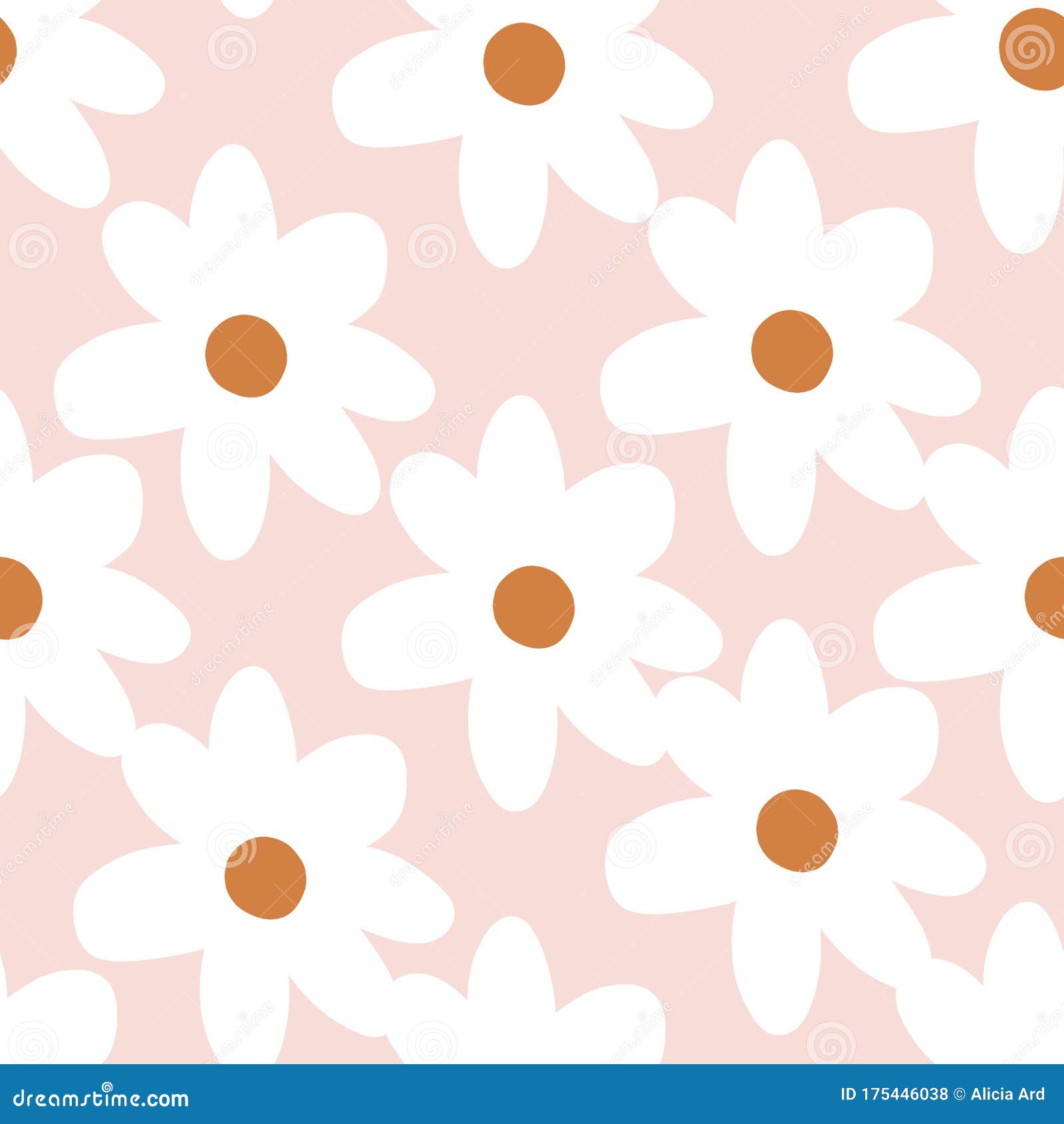 Cute Repeat Daisy Wildflower Pattern with Light Pink Background ...