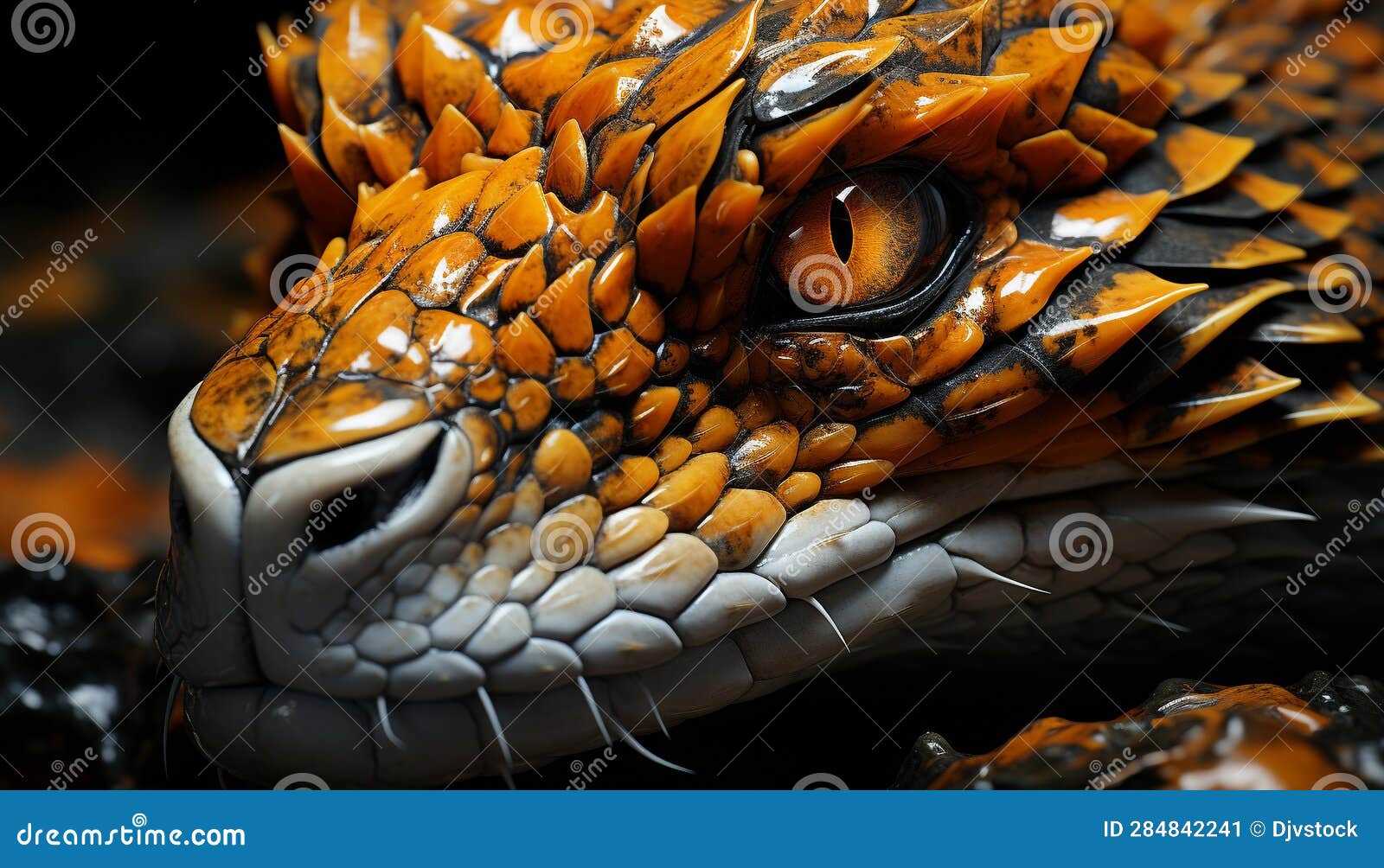 Cute Reptile Looking at Camera, Danger in Tropical Rainforest Generated ...