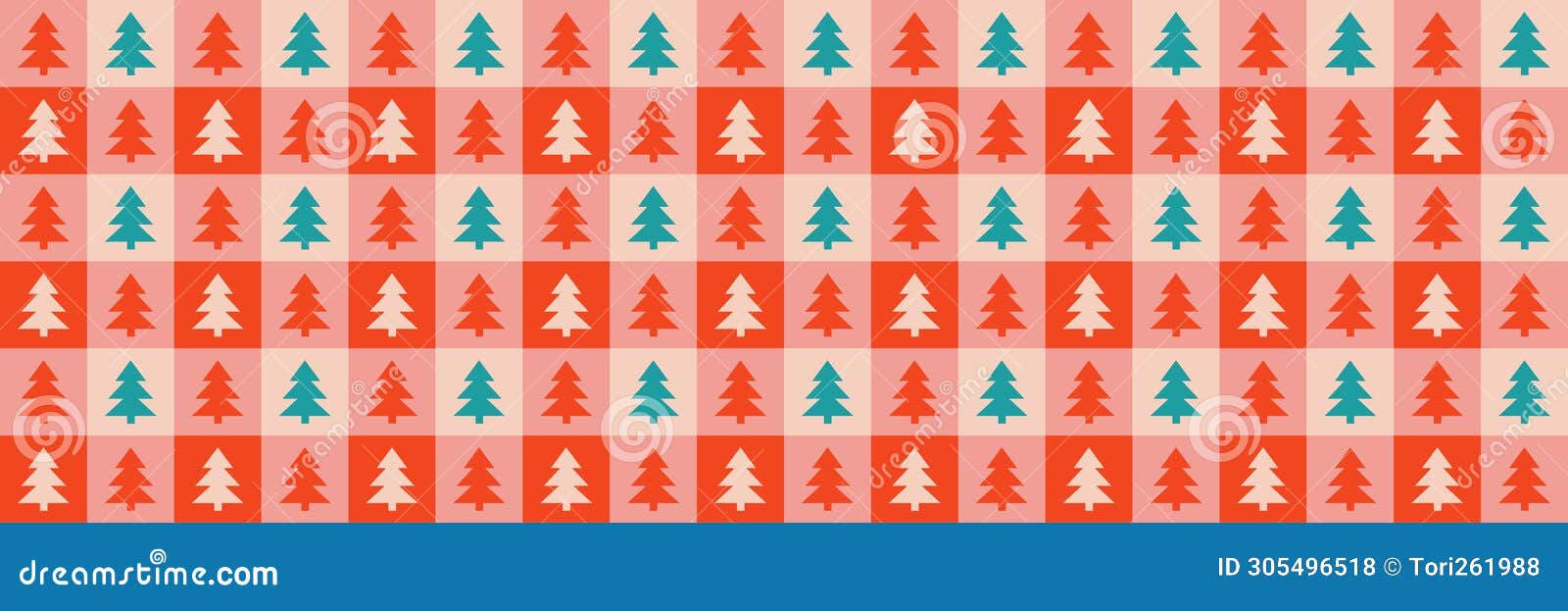 Cute Retro Christmas Tree Checkerboard Pattern Stock Vector ...