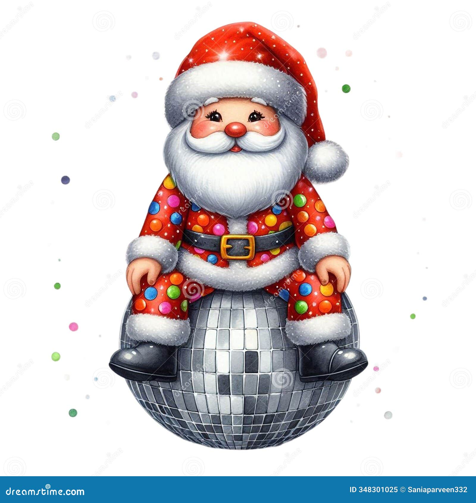 Cute Retro Disco Ball Santa Claus Stock Illustration - Illustration of ...