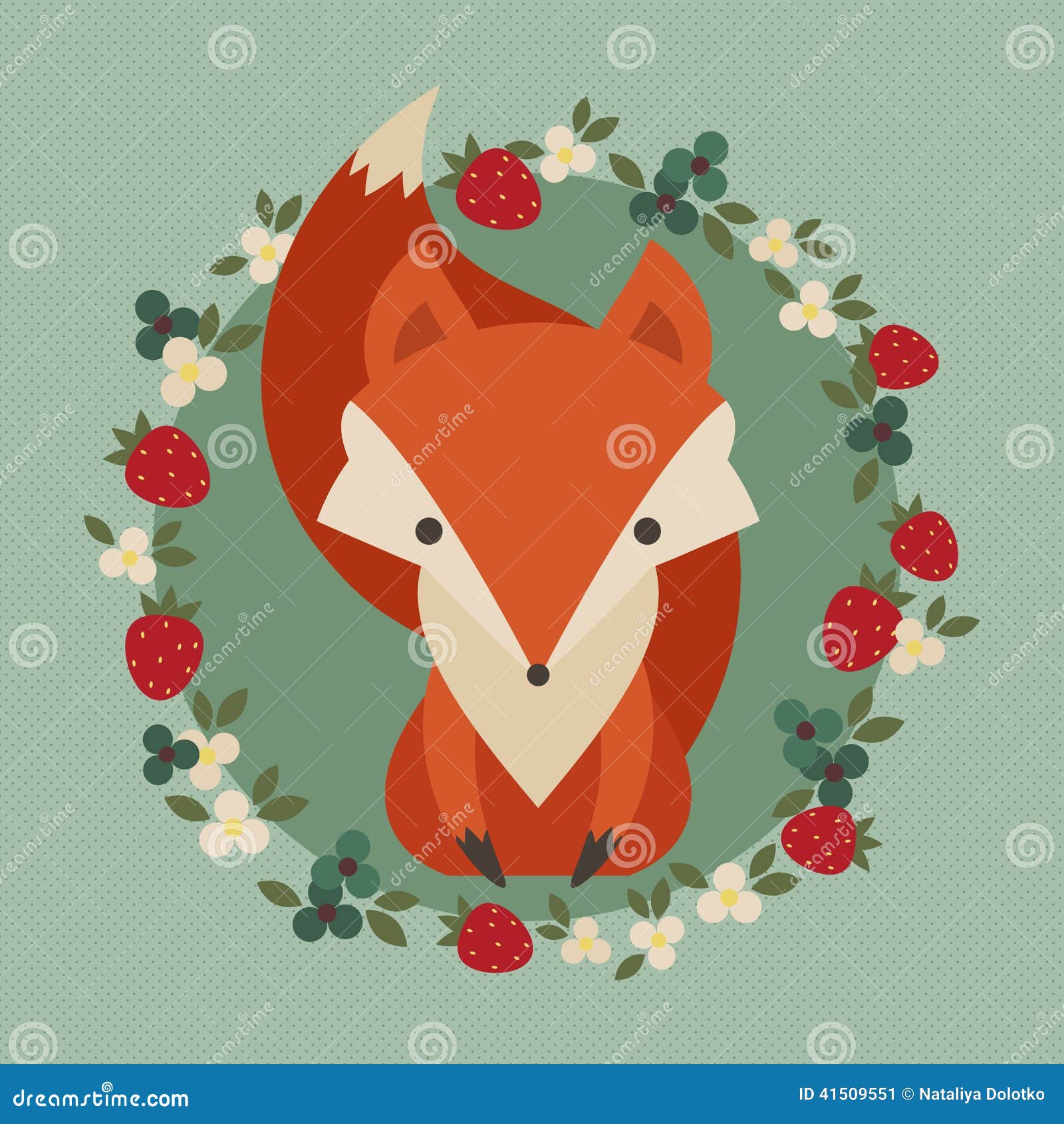 Cute Retro Fox Illustration Stock Vector - Illustration of forest ...