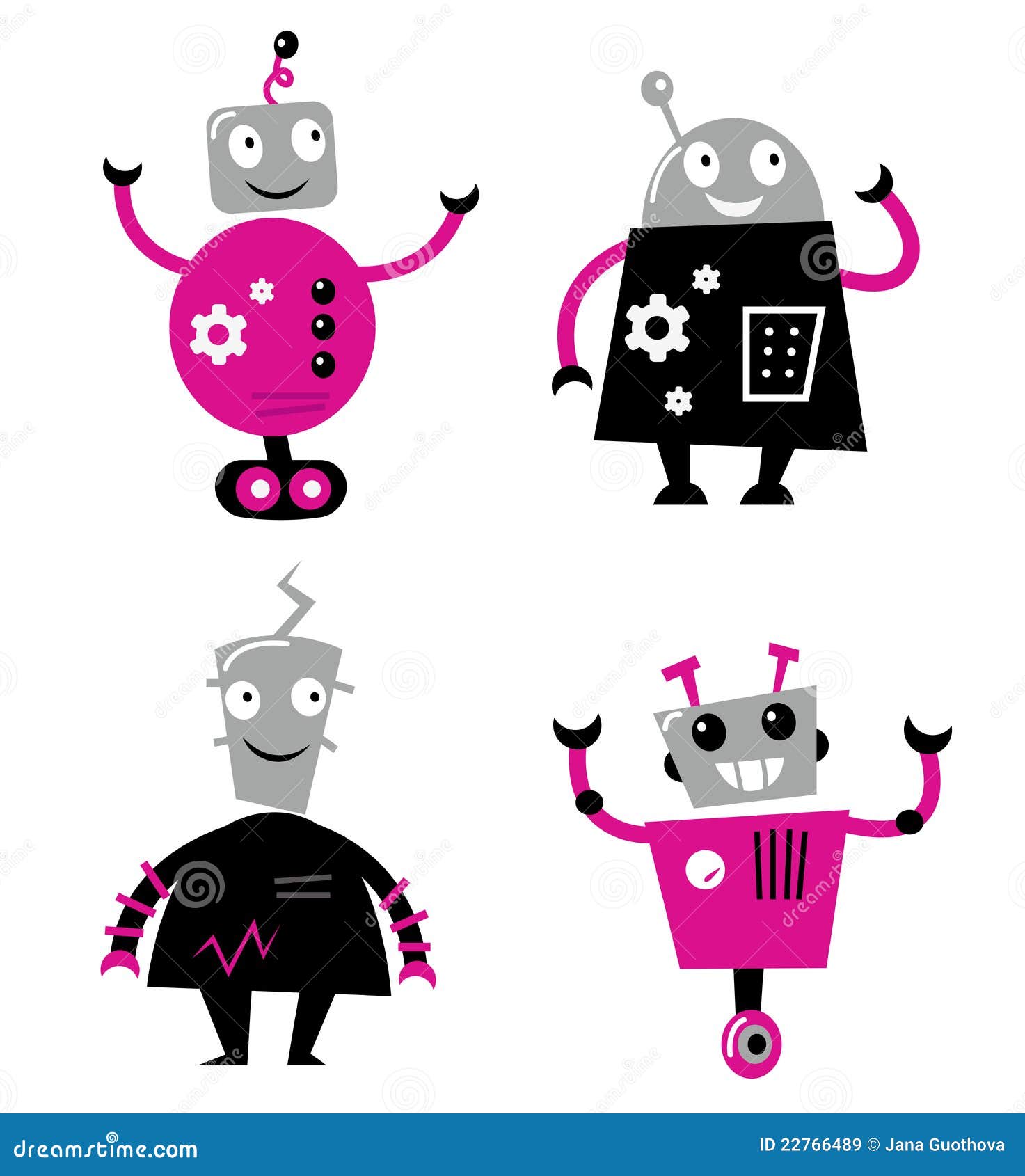 Cute retro robots set stock vector. Illustration of funny - 22766489