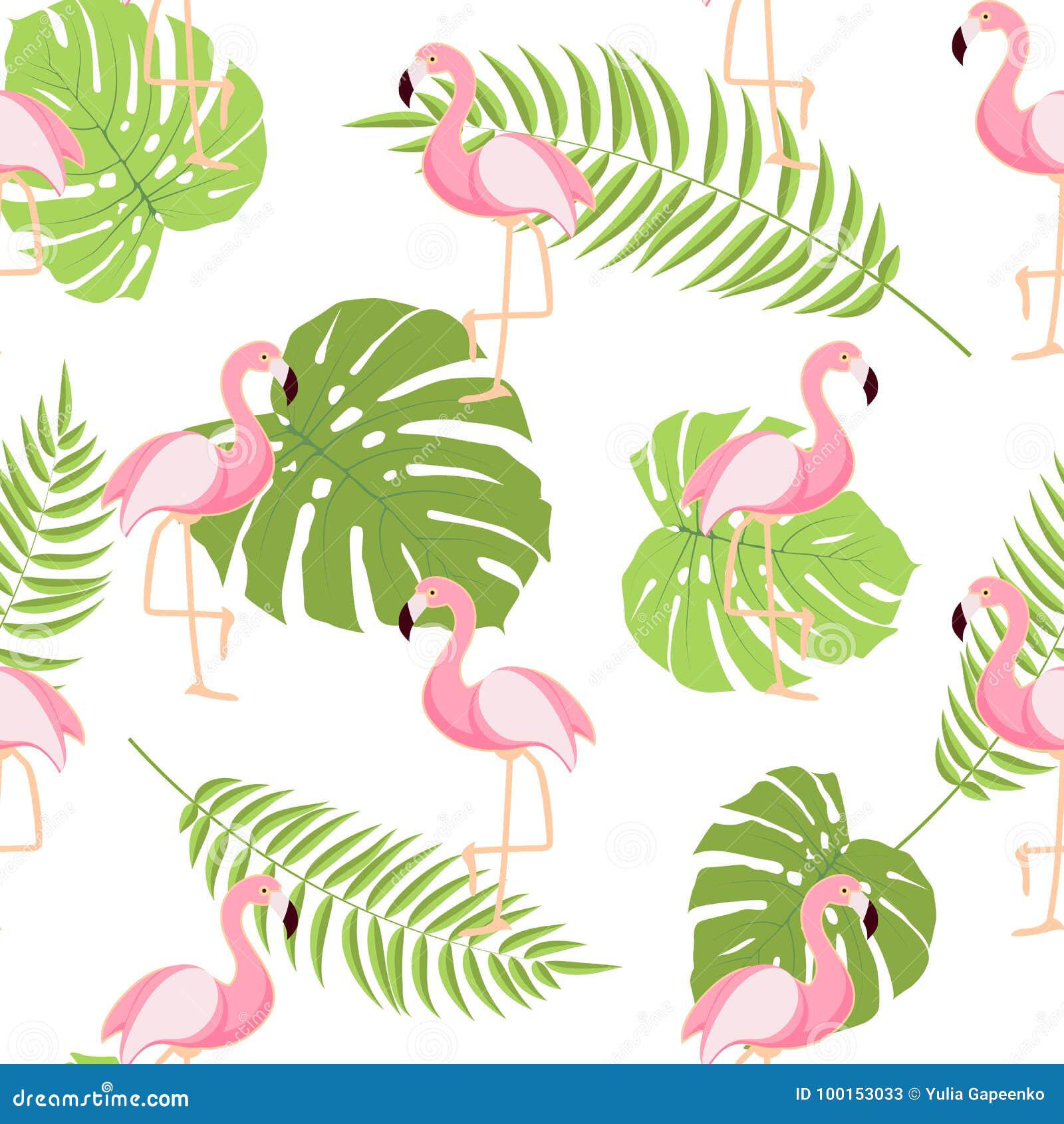 Cute Retro Seamless Flamingo Pattern Background Vector Illustration ...