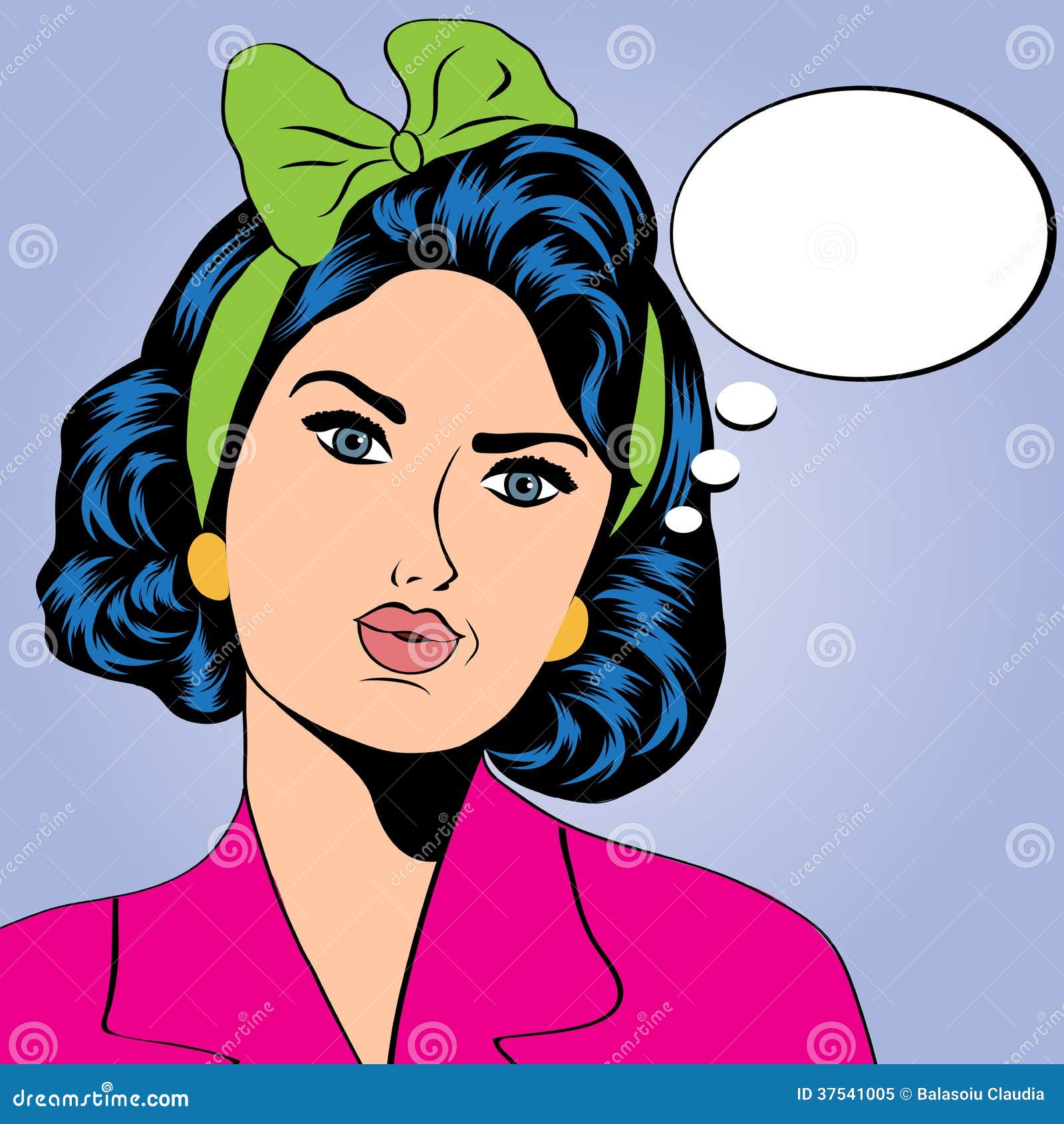 Cute Retro Woman in Comics Style Stock Illustration - Illustration of ...