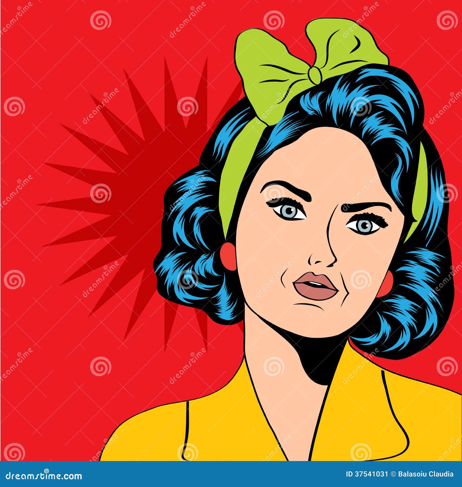Cute Retro Woman in Comics Style Stock Illustration - Illustration of ...