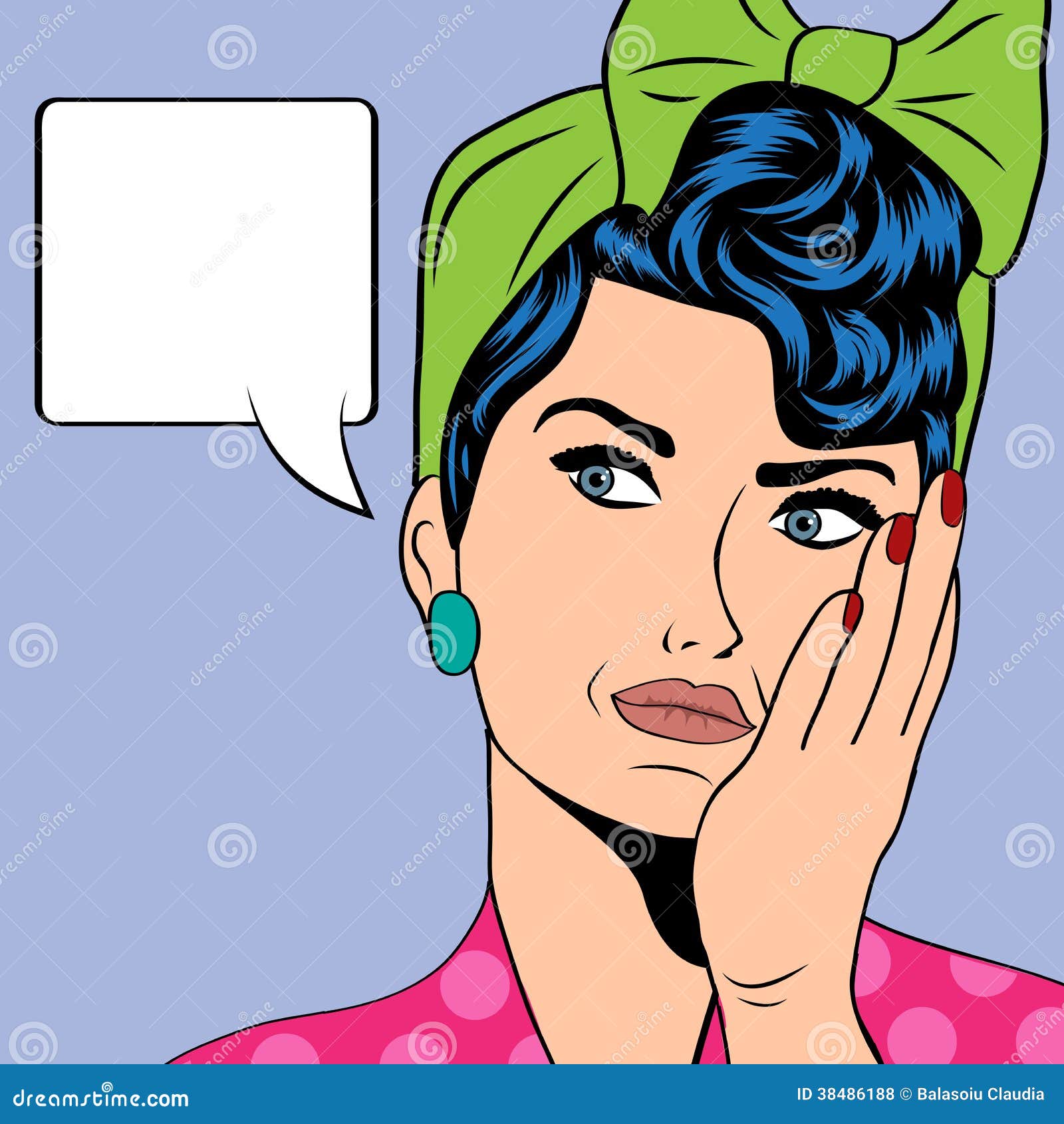 Cute Retro Woman in Comics Style Stock Illustration - Illustration of ...