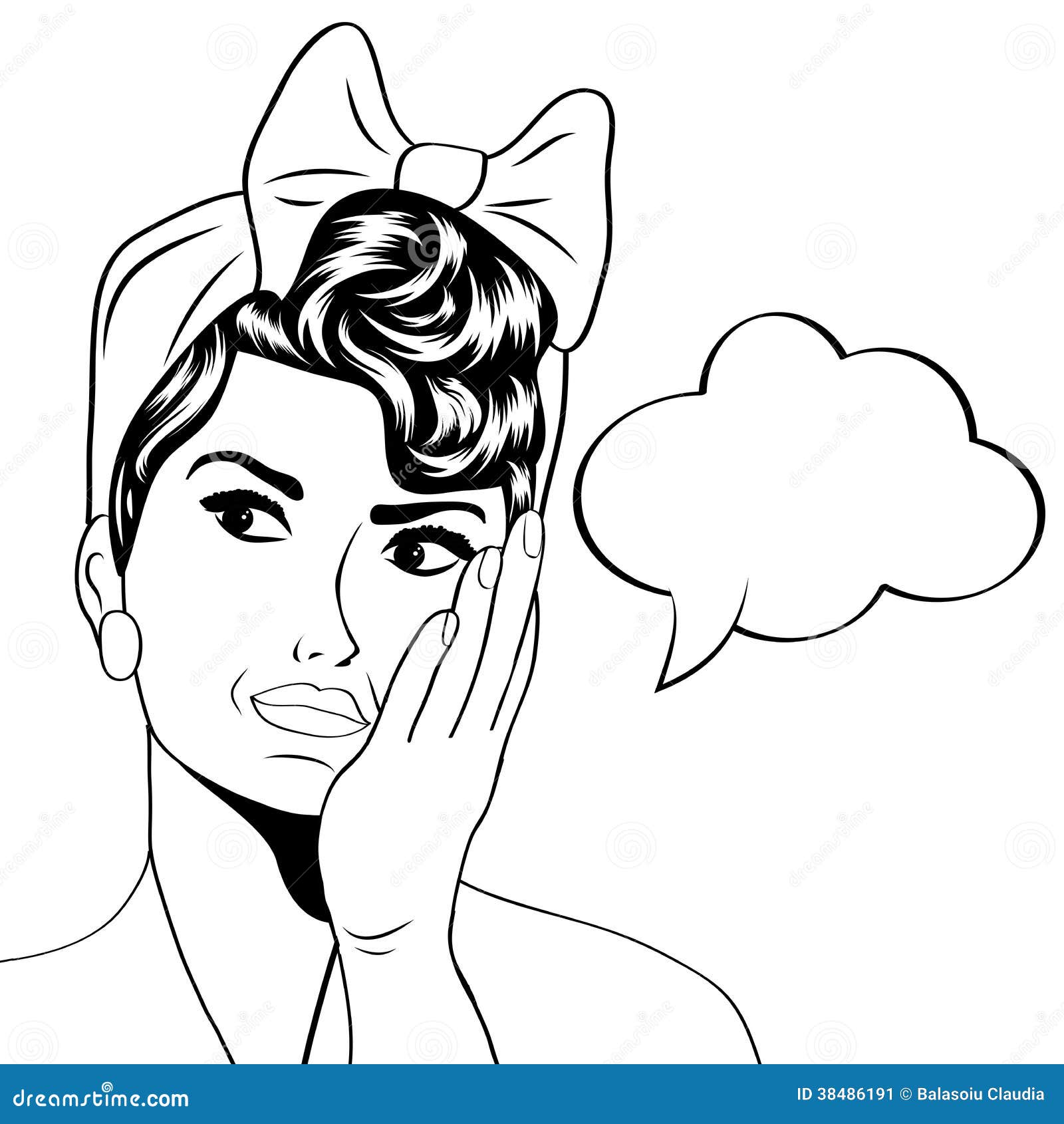 Cute Retro Woman in Comics Style Stock Illustration - Illustration of ...