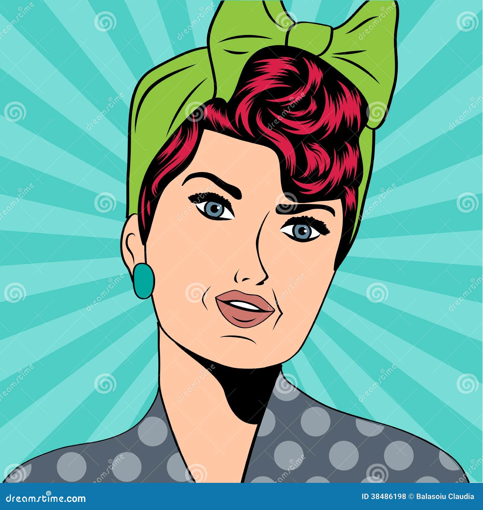 Cute Retro Woman in Comics Style Stock Illustration - Illustration of ...