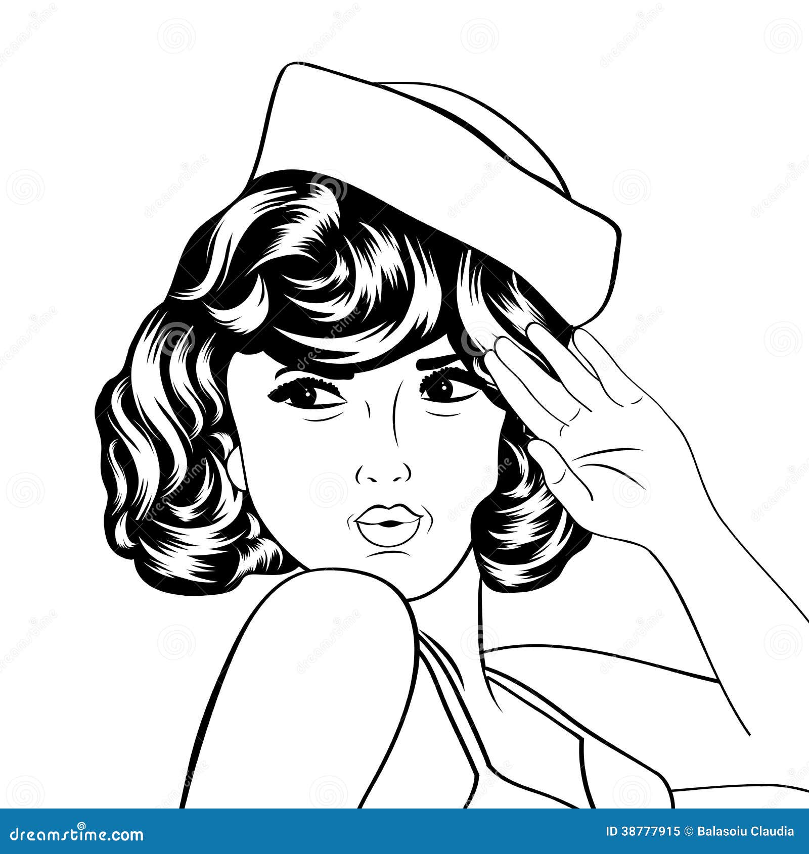 Cute Retro Woman in Comics Style Stock Illustration - Illustration of ...