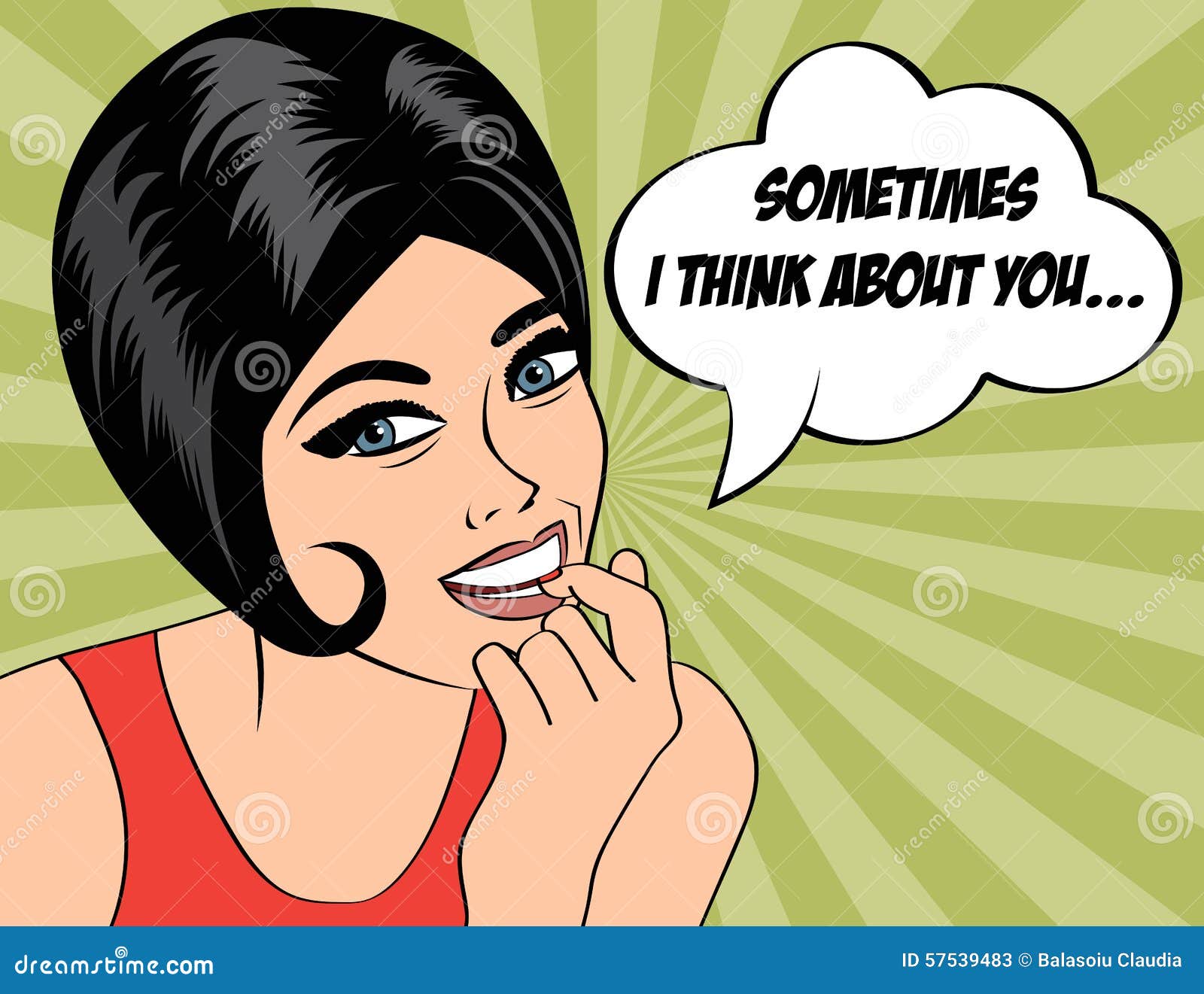 Cute Retro Woman in Comics Style with Message Stock Vector ...