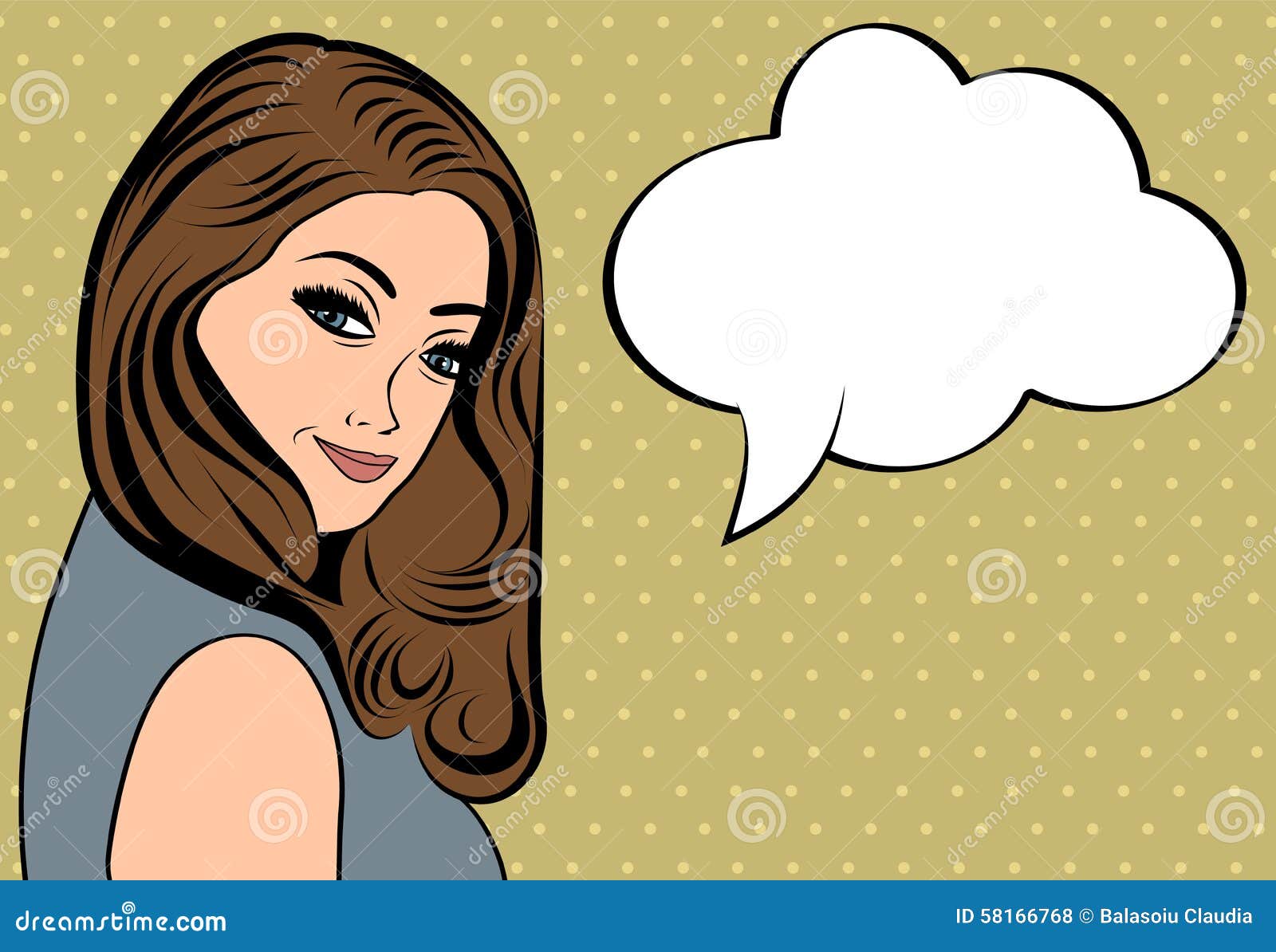 Cute Retro Woman in Comics Style with Message Stock Vector ...