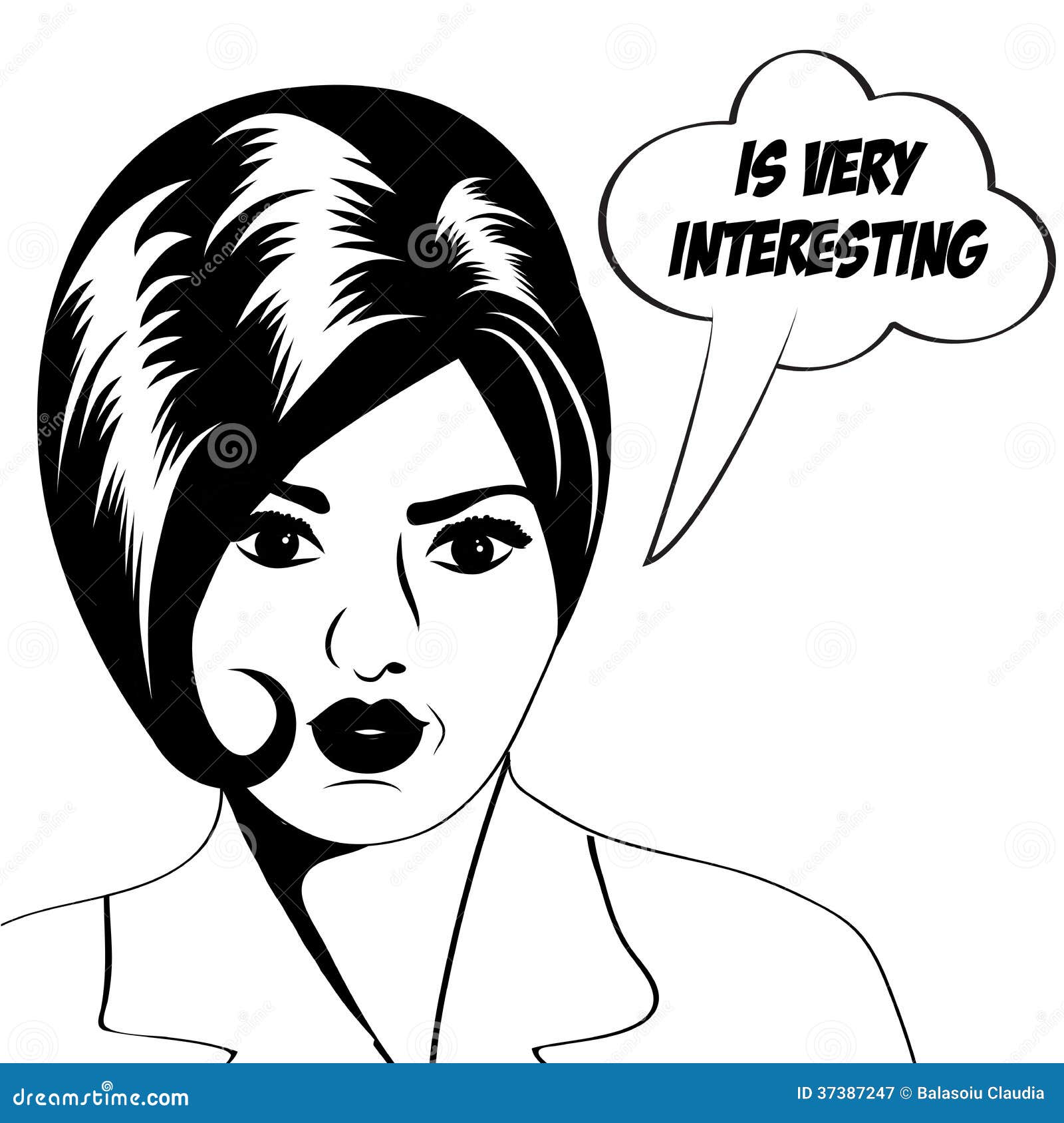 Cute Retro Woman in Comics Style Stock Illustration - Illustration of ...