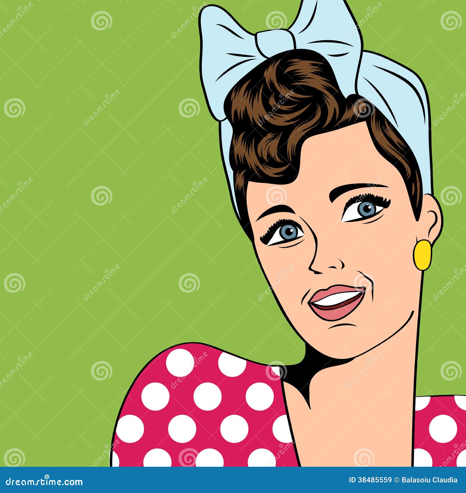 Cute Retro Woman in Comics Style Stock Vector - Illustration of blank ...
