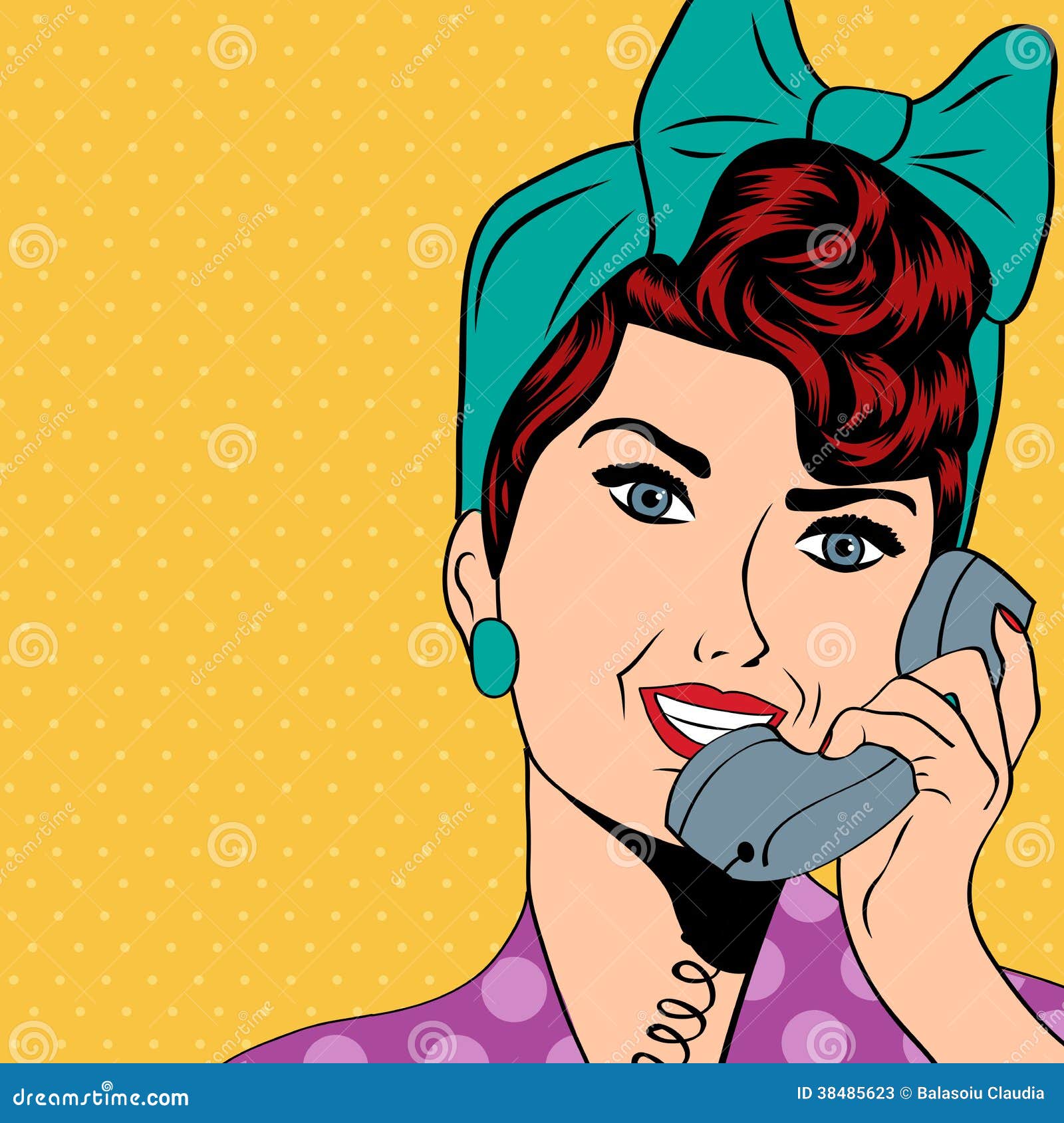 Cute Retro Woman in Comics Style Stock Vector - Illustration of event ...