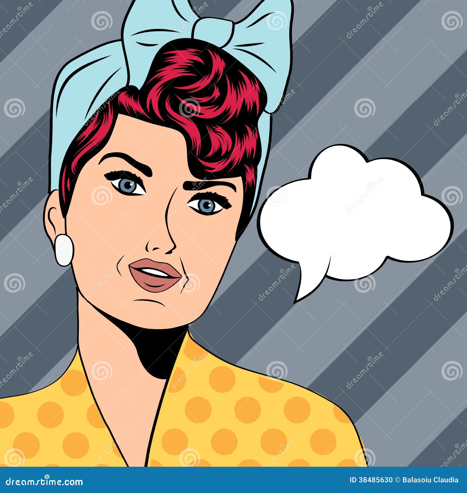 Cute Retro Woman in Comics Style Stock Vector - Illustration of copy ...