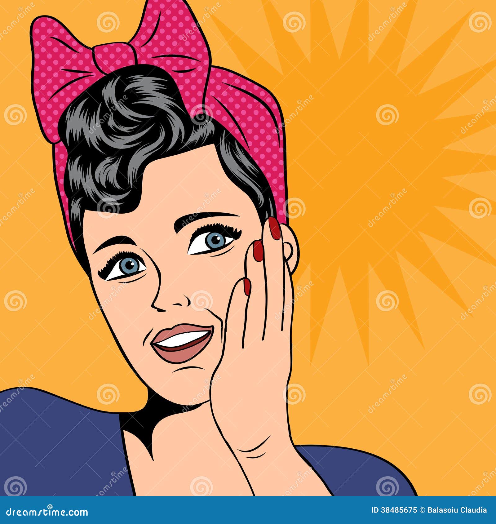 Cute Retro Woman in Comics Style Stock Vector - Illustration of fashion ...