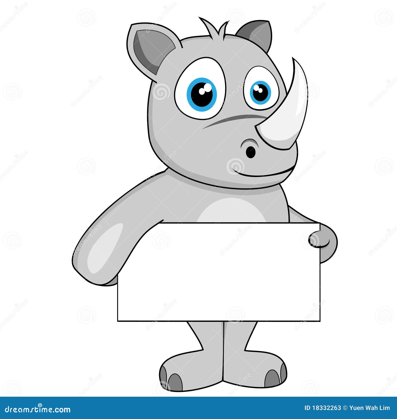 Cute Rhino Holding Blank Sign Stock Vector - Illustration of african ...