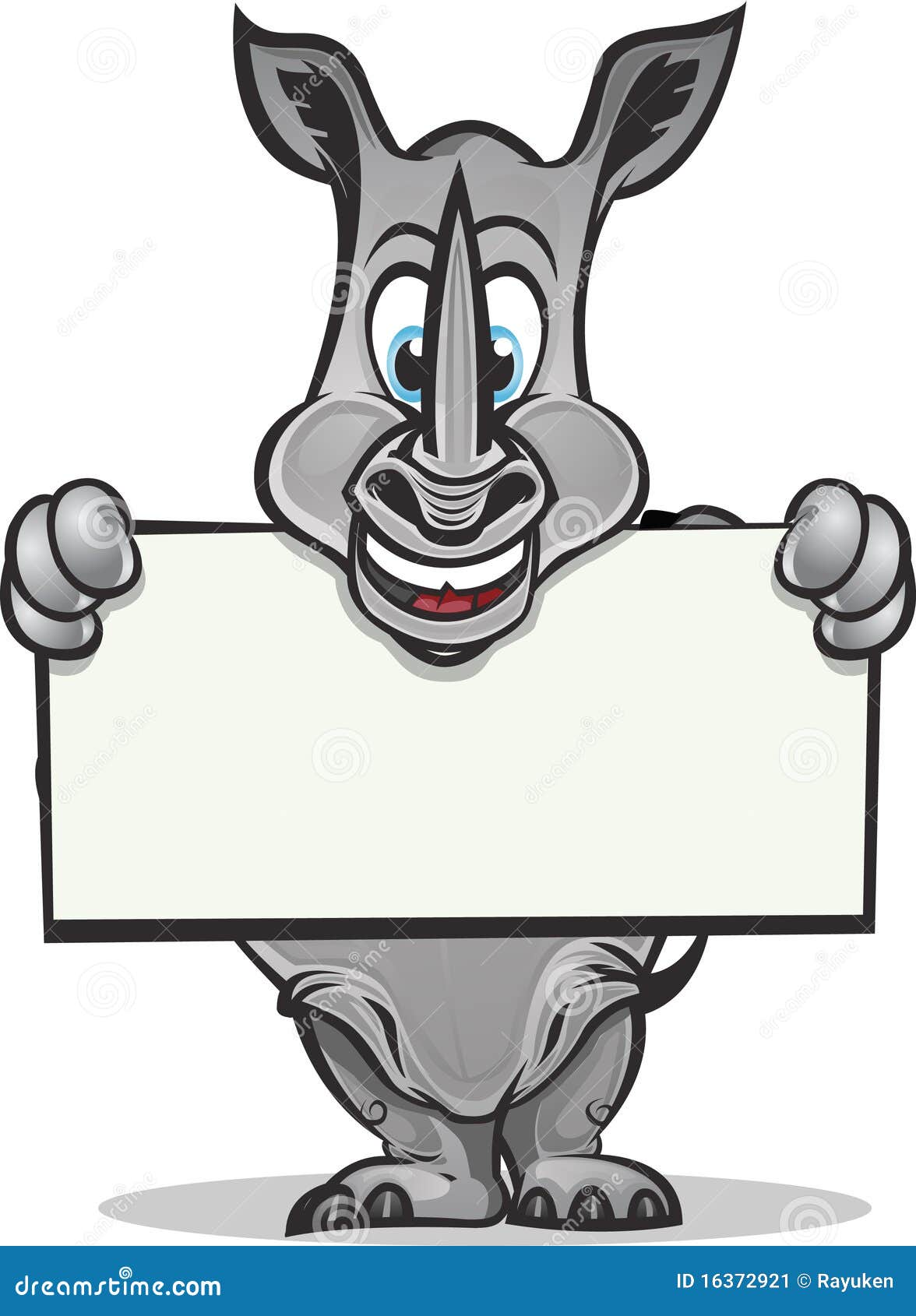Cute Rhino holding sign stock vector. Illustration of mammal - 16372921