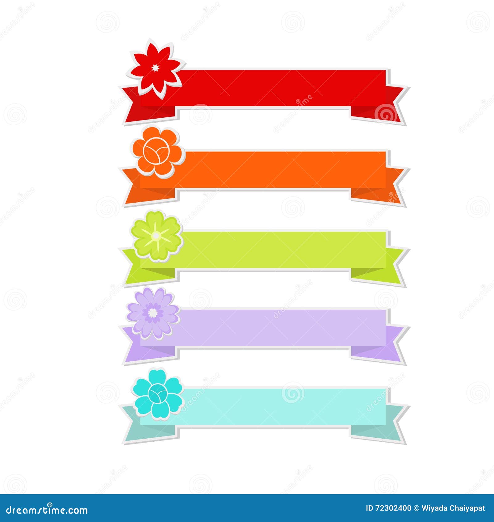 Cute ribbons with flower stock illustration. Illustration of ribbon ...