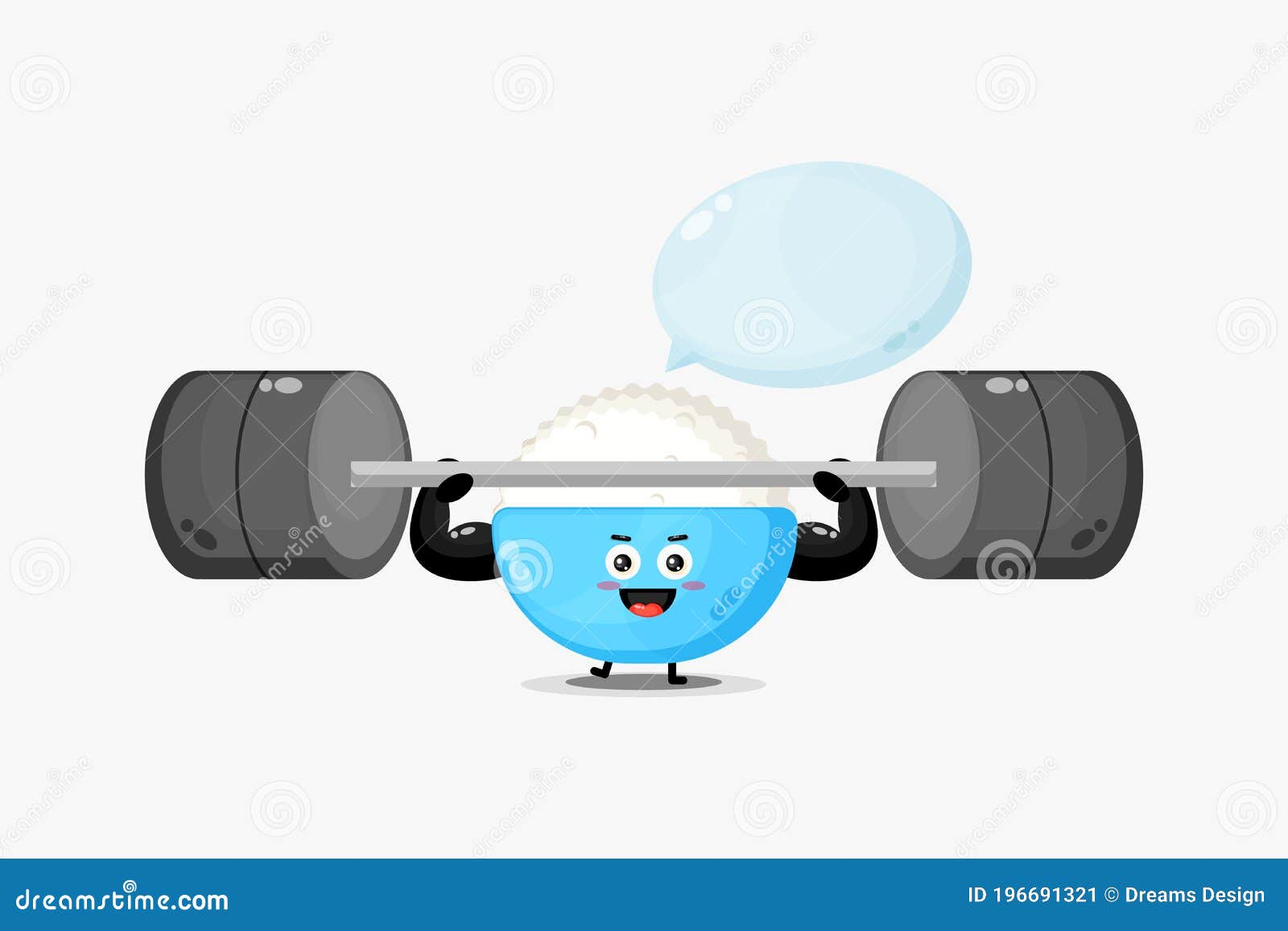 Cute Rice Mascot Raises a Barbell Stock Vector - Illustration of corn ...
