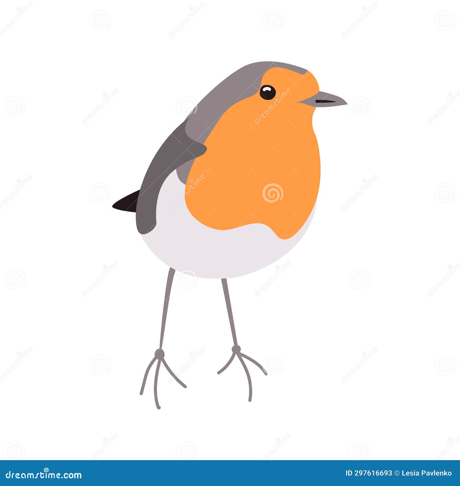 Cute Robin Bird. Cartoon Isolated Vector Illustration Stock ...