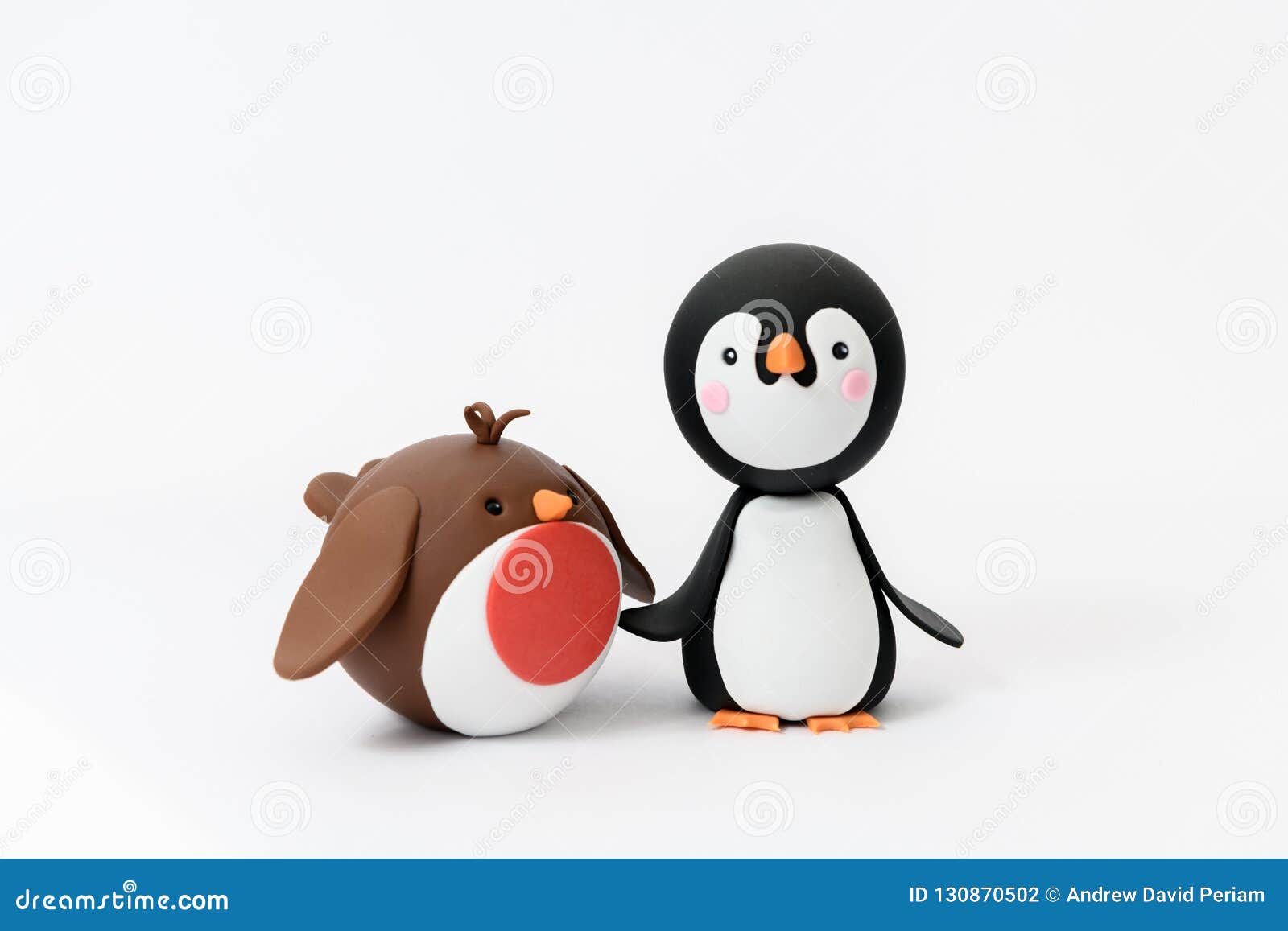 Cute robin and a penguin stock photo. Image of decorated - 130870502