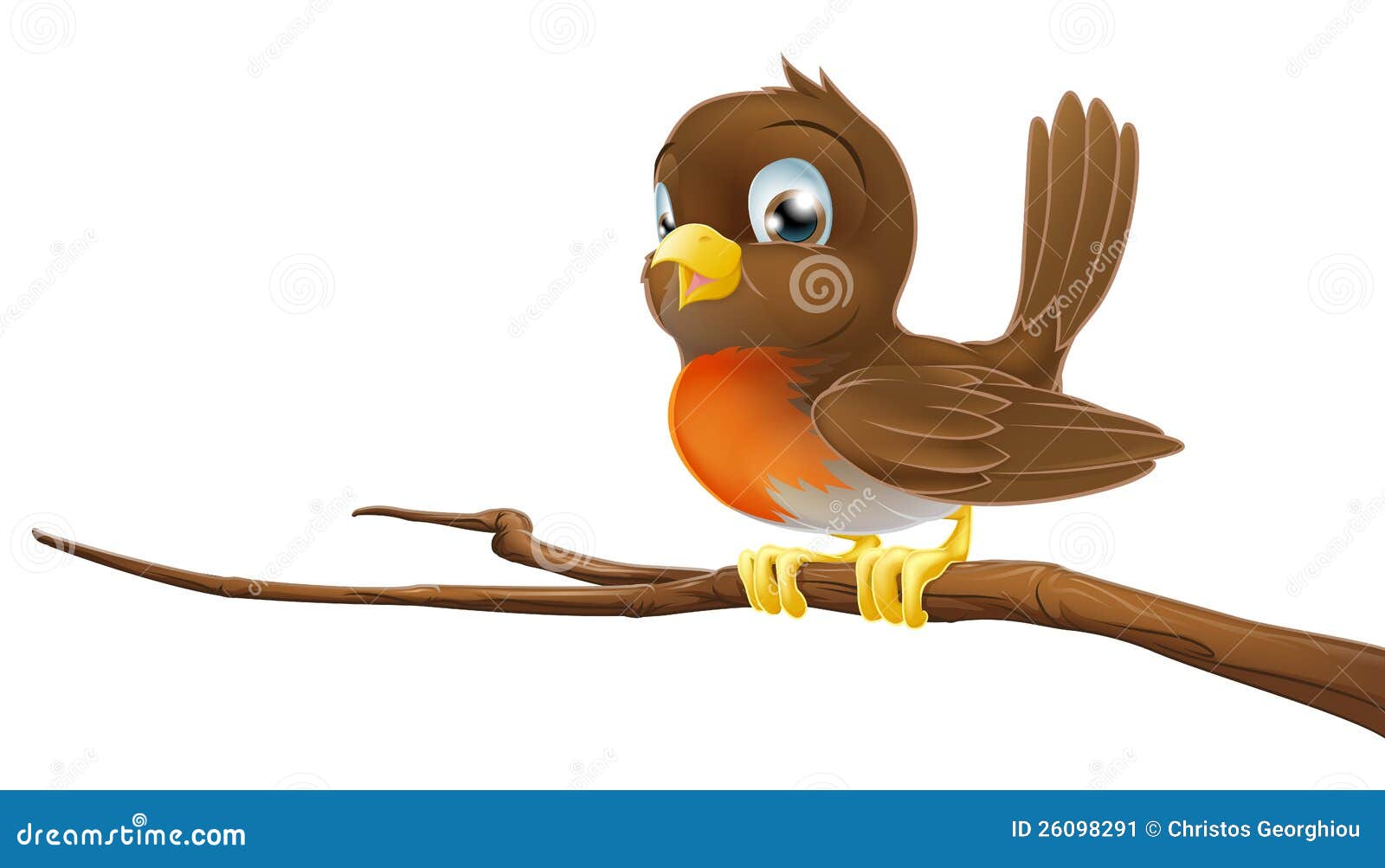 Cute Robin Sitting on a Tree Branch Stock Vector - Illustration of ...