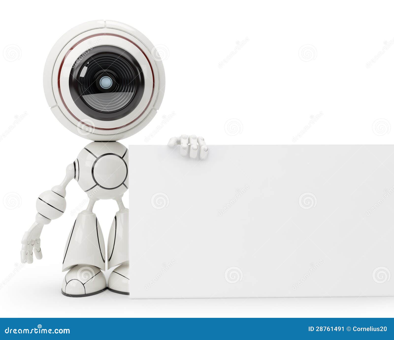 Cute AI Robot On White Background, Friendly Positive Little White ...