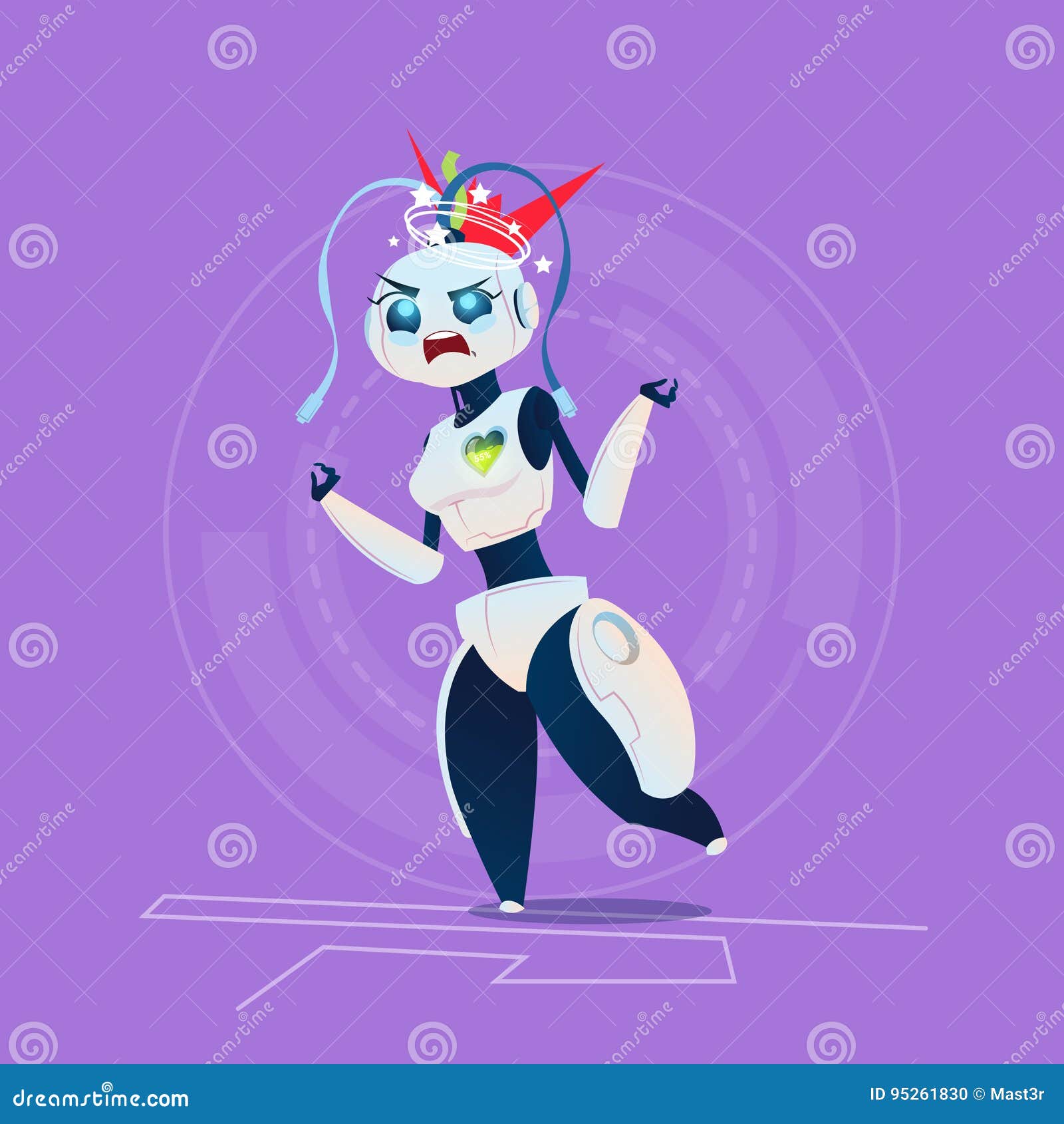 Robot Angry Emoji. Cyborg Evil Emotions Avatar. Robotic Man Aggressive ...