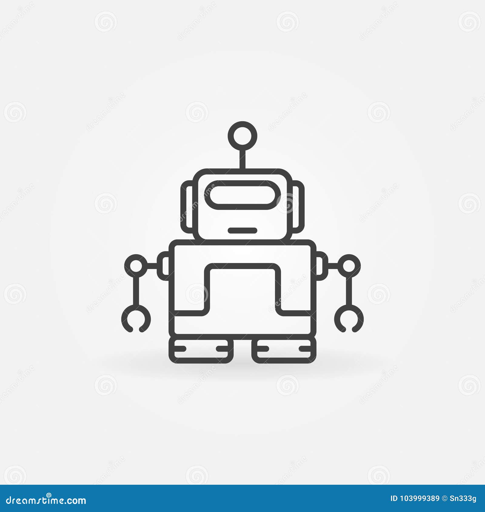 Cute Robot with Antenna Vector Icon in Thin Line Style Stock Vector ...