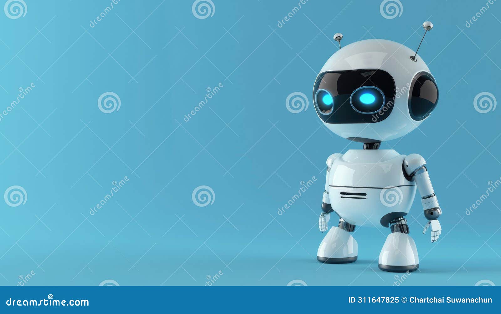 Cute Robot Assistant on Background of Speech Bubble or Chat Icon ...