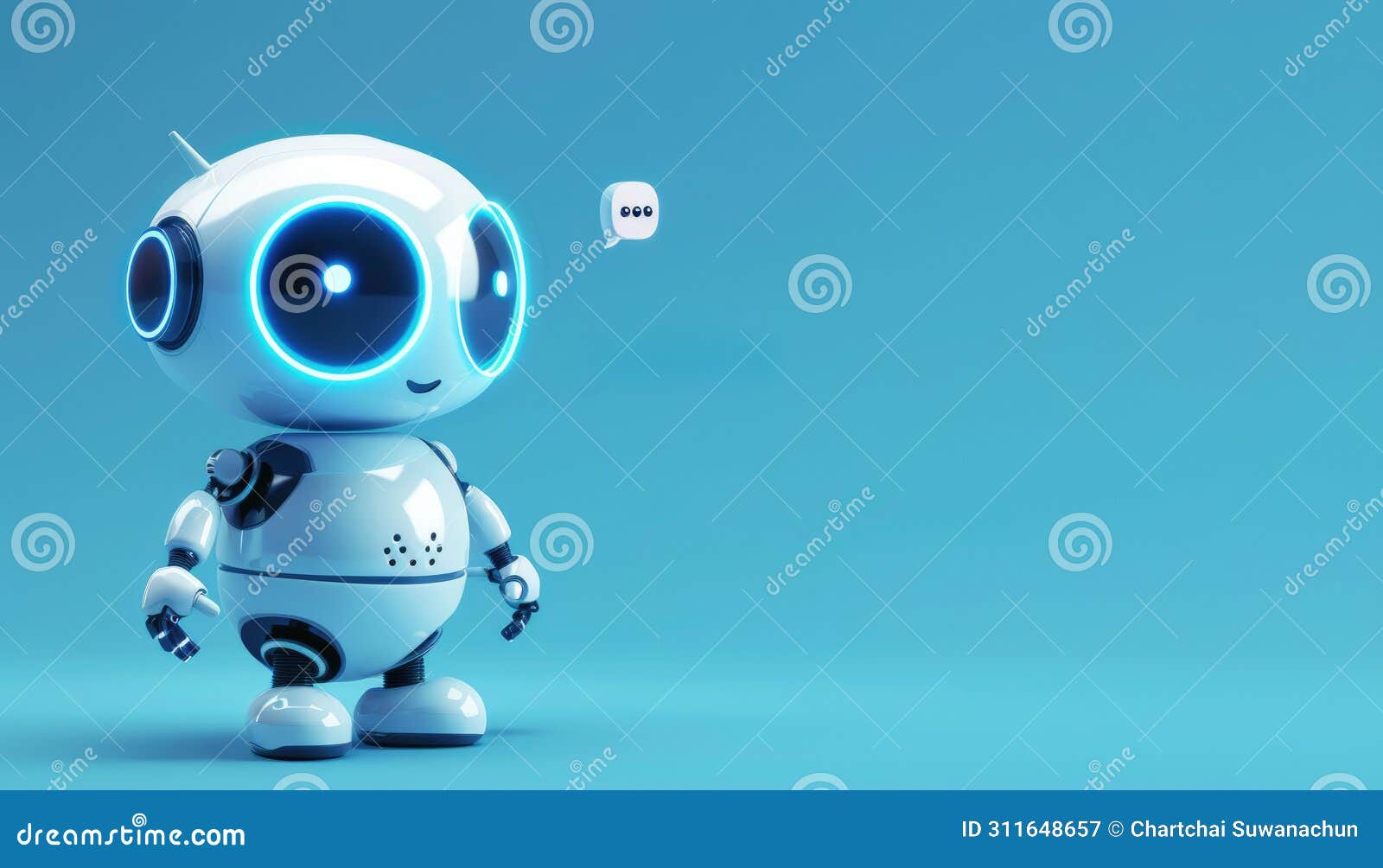 Cute Robot Assistant on Background of Speech Bubble or Chat Icon ...