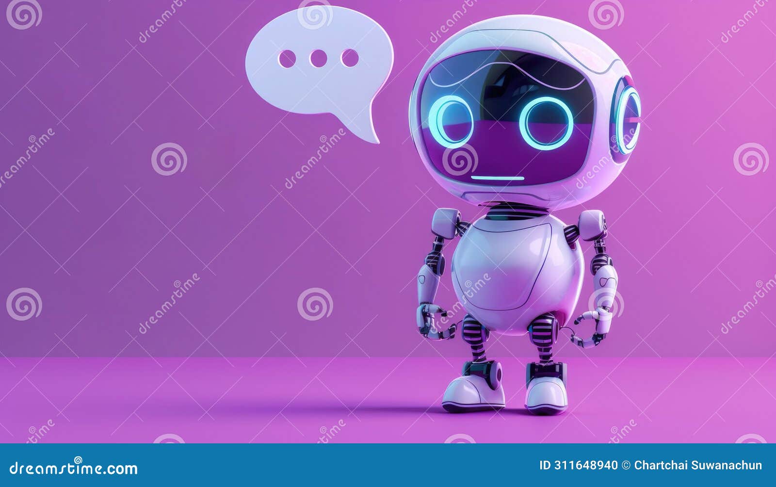 Cute Robot Assistant on Background of Speech Bubble or Chat Icon ...