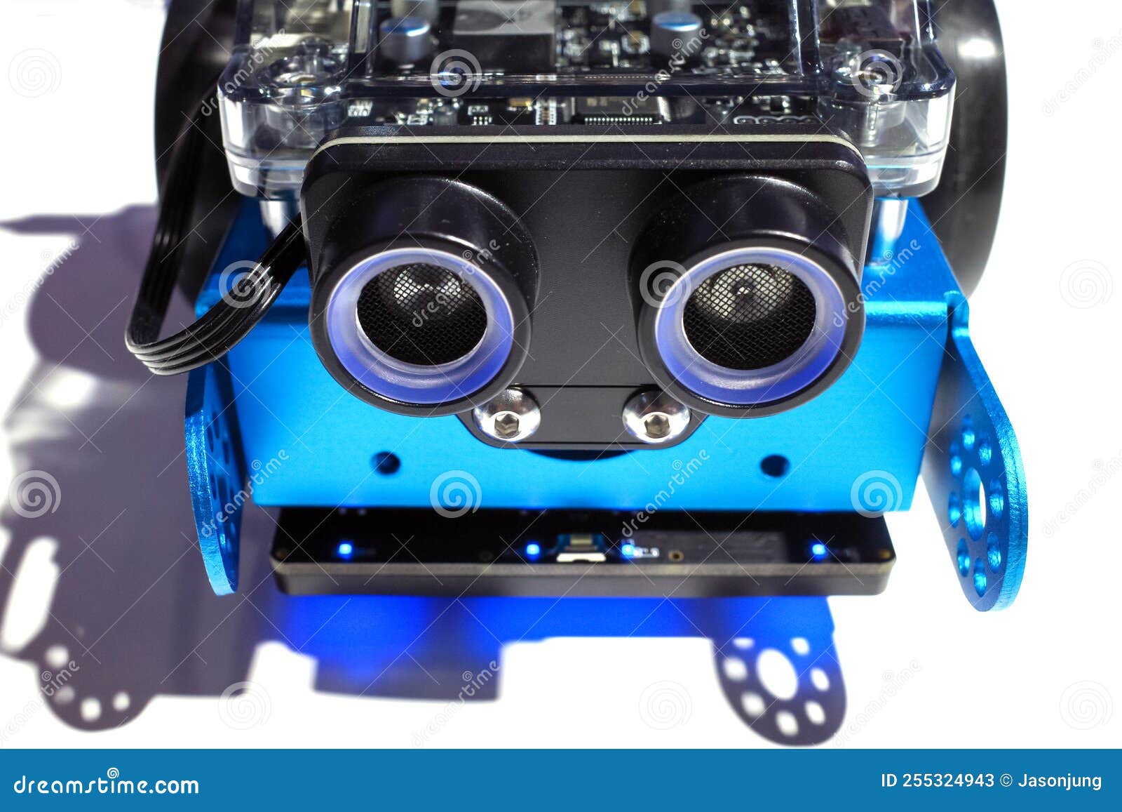 Cute robot with big eye stock image. Image of wheel - 255324943