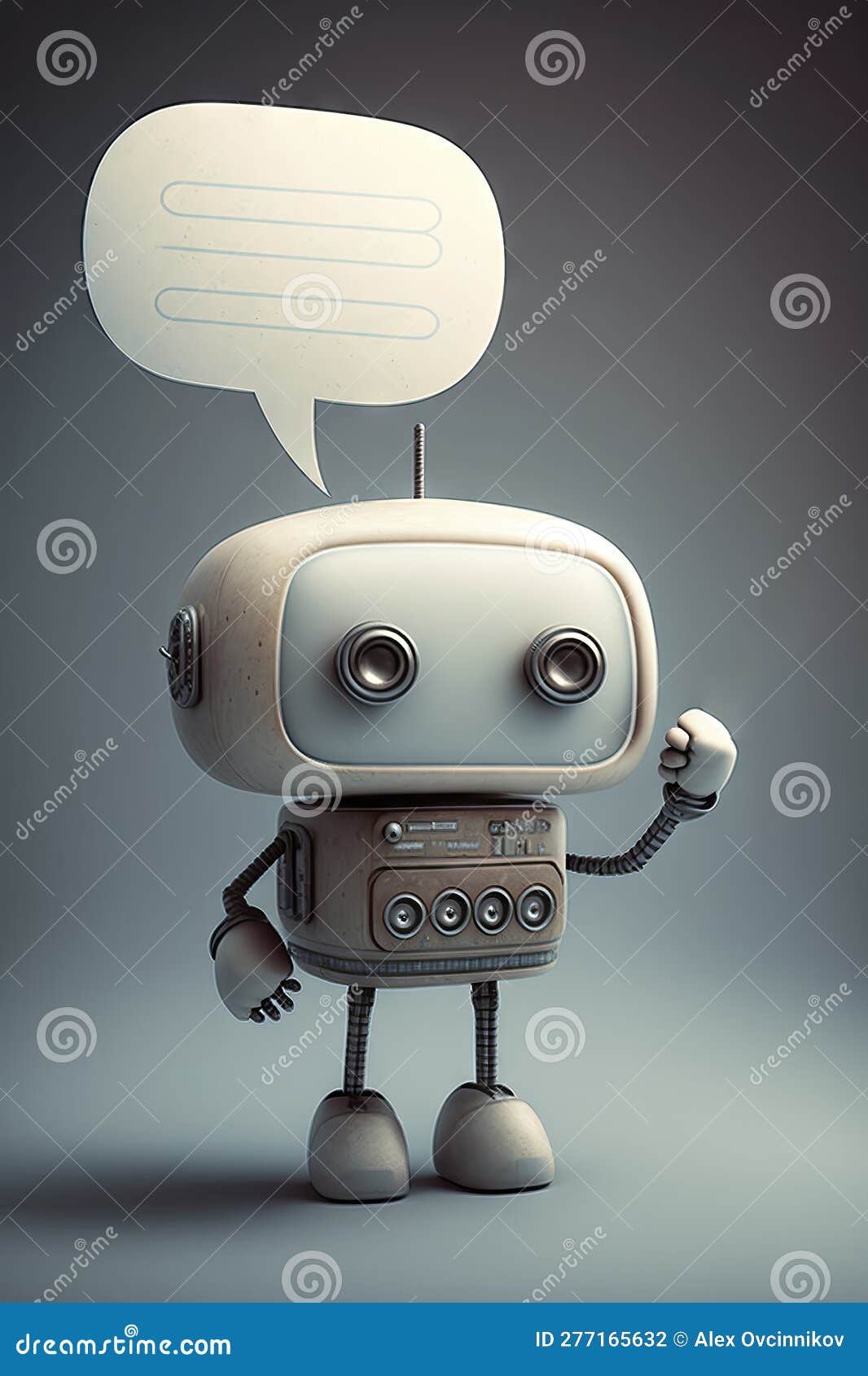 A Cute Robot with a Blank Speech Bubble Stock Illustration ...