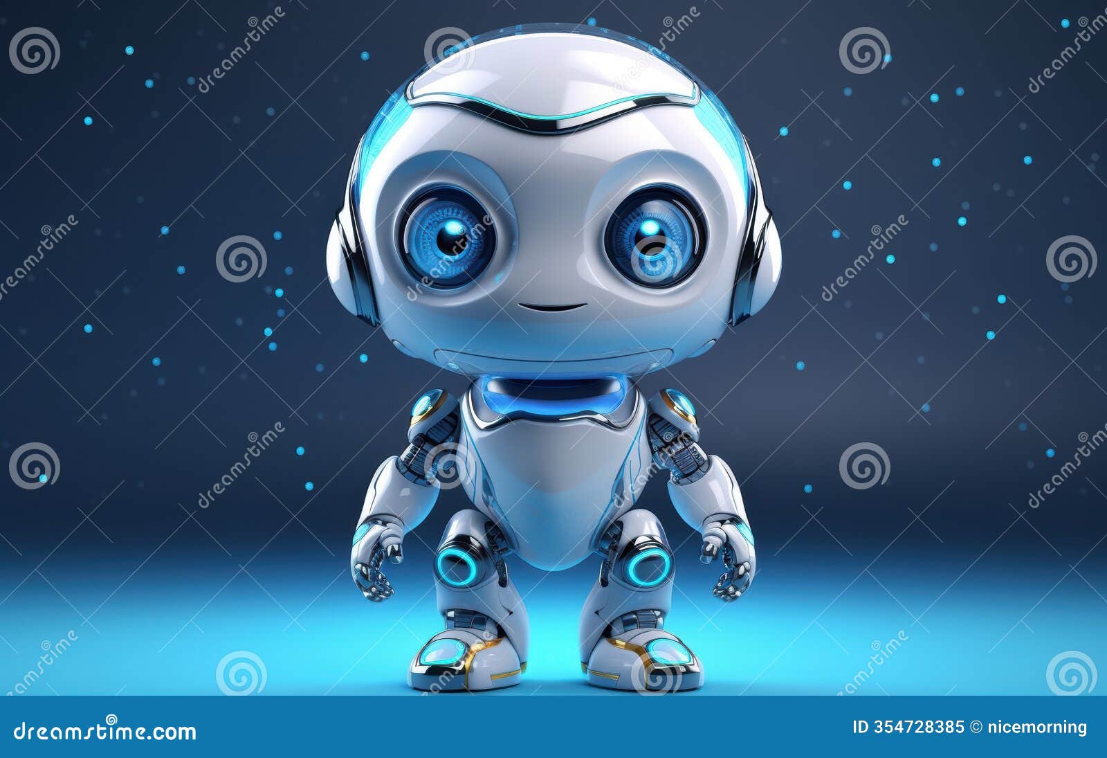 Cute Robot with Blue Eyes. Created by Generative Artificial ...