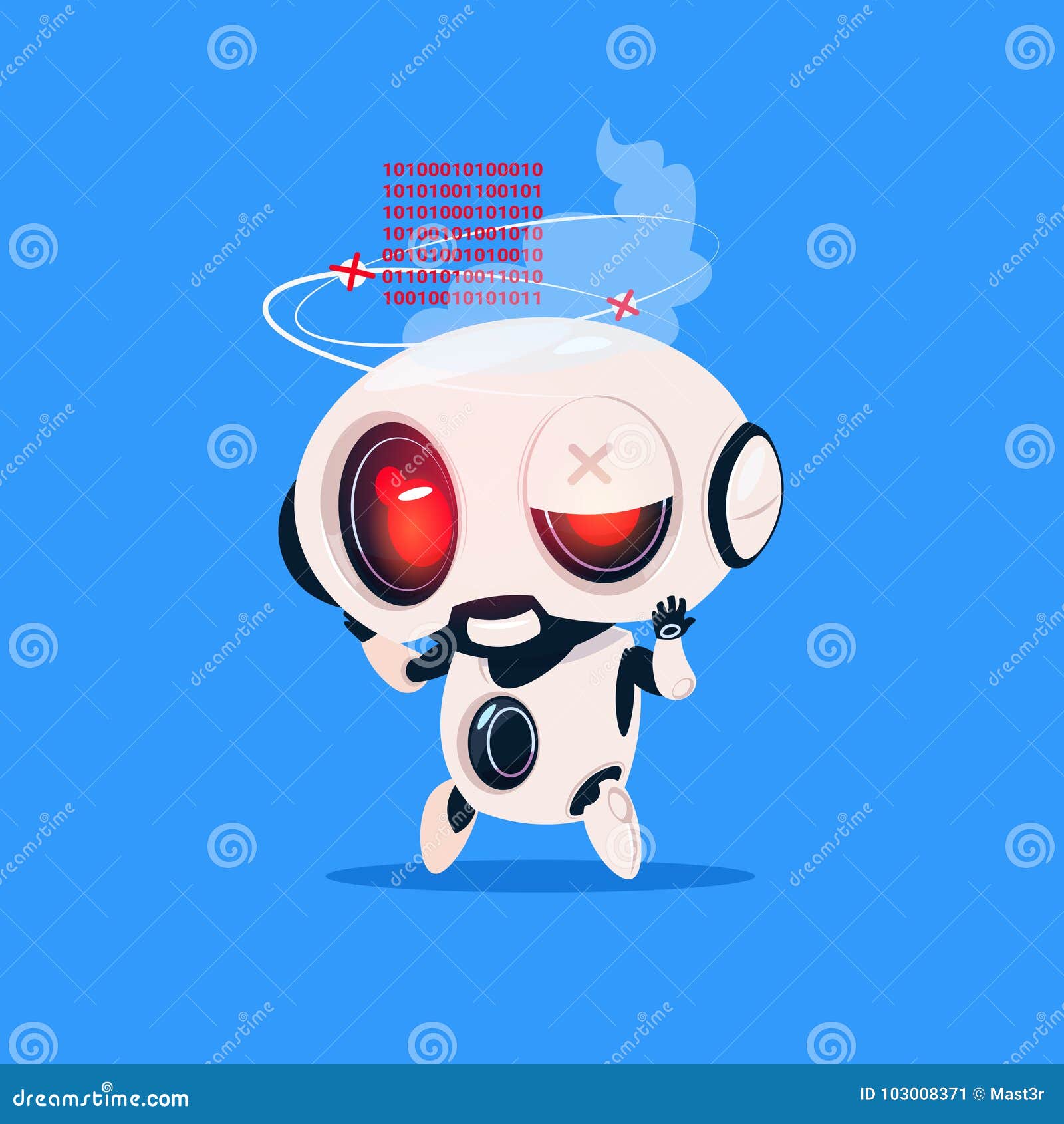 Cute Robot Broken Isolated Icon on Blue Background Modern Technology ...