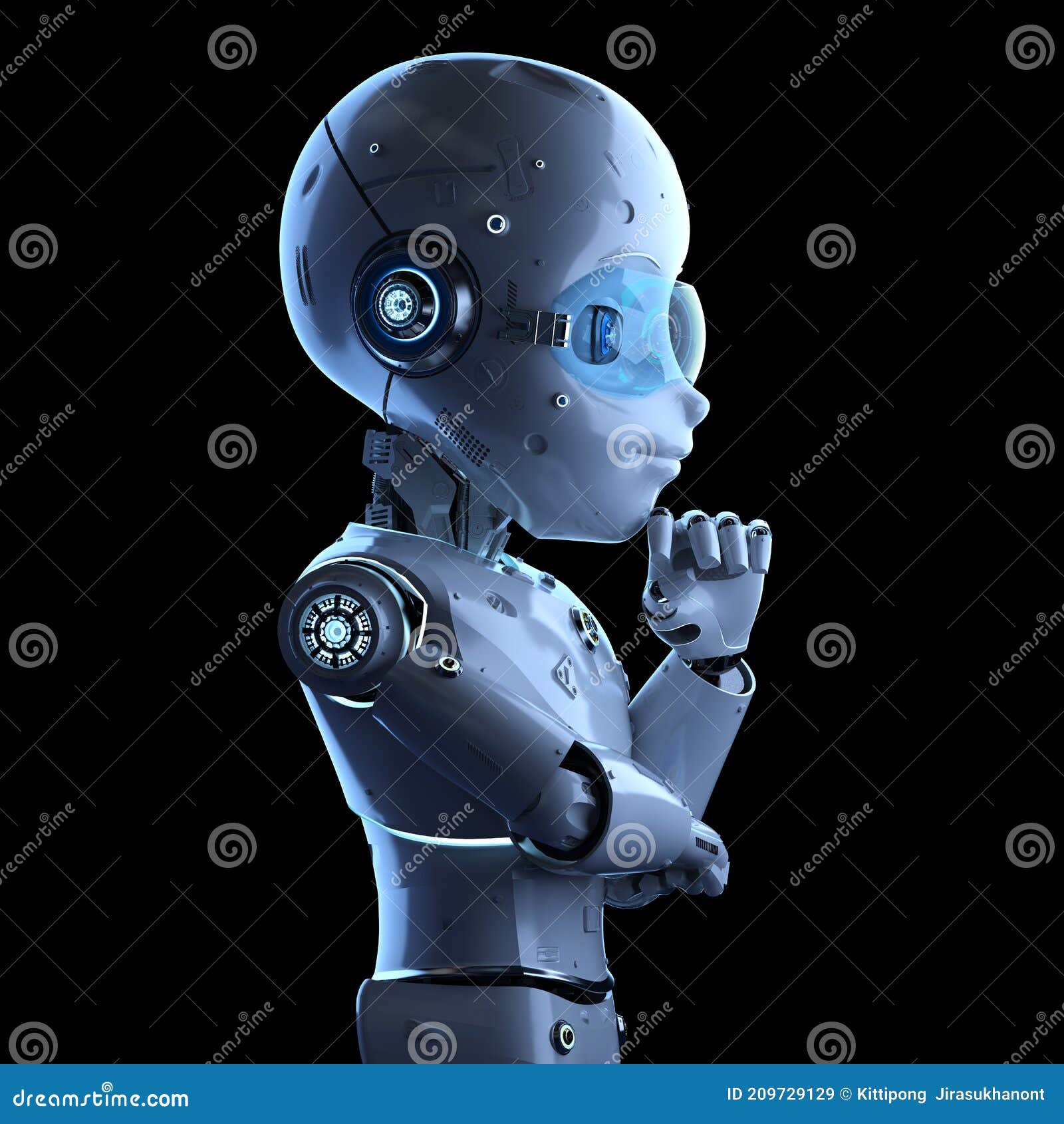 Cute Robot with Cartoon Character Think Stock Illustration ...