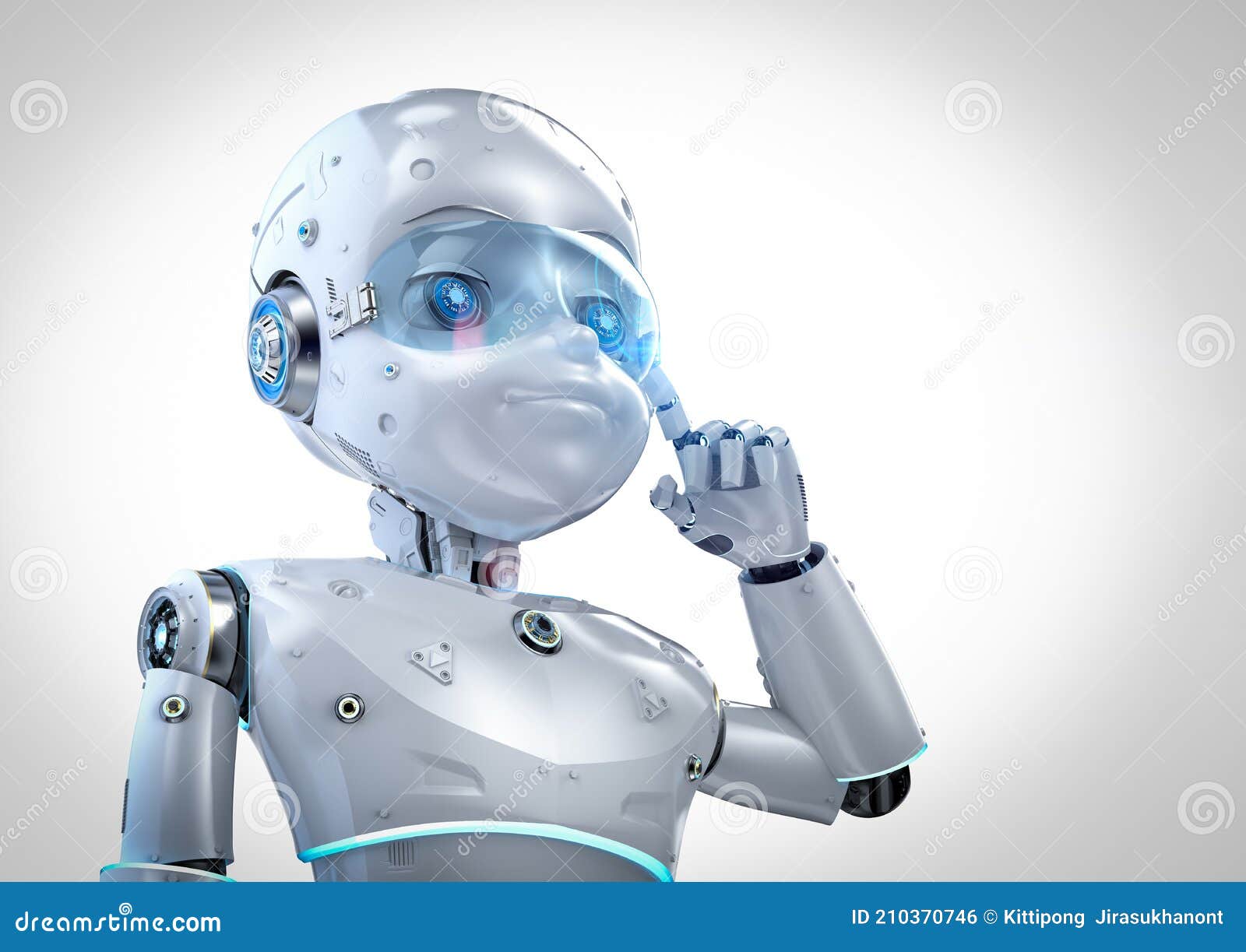 Cute Robot with Cartoon Character Think Stock Illustration ...