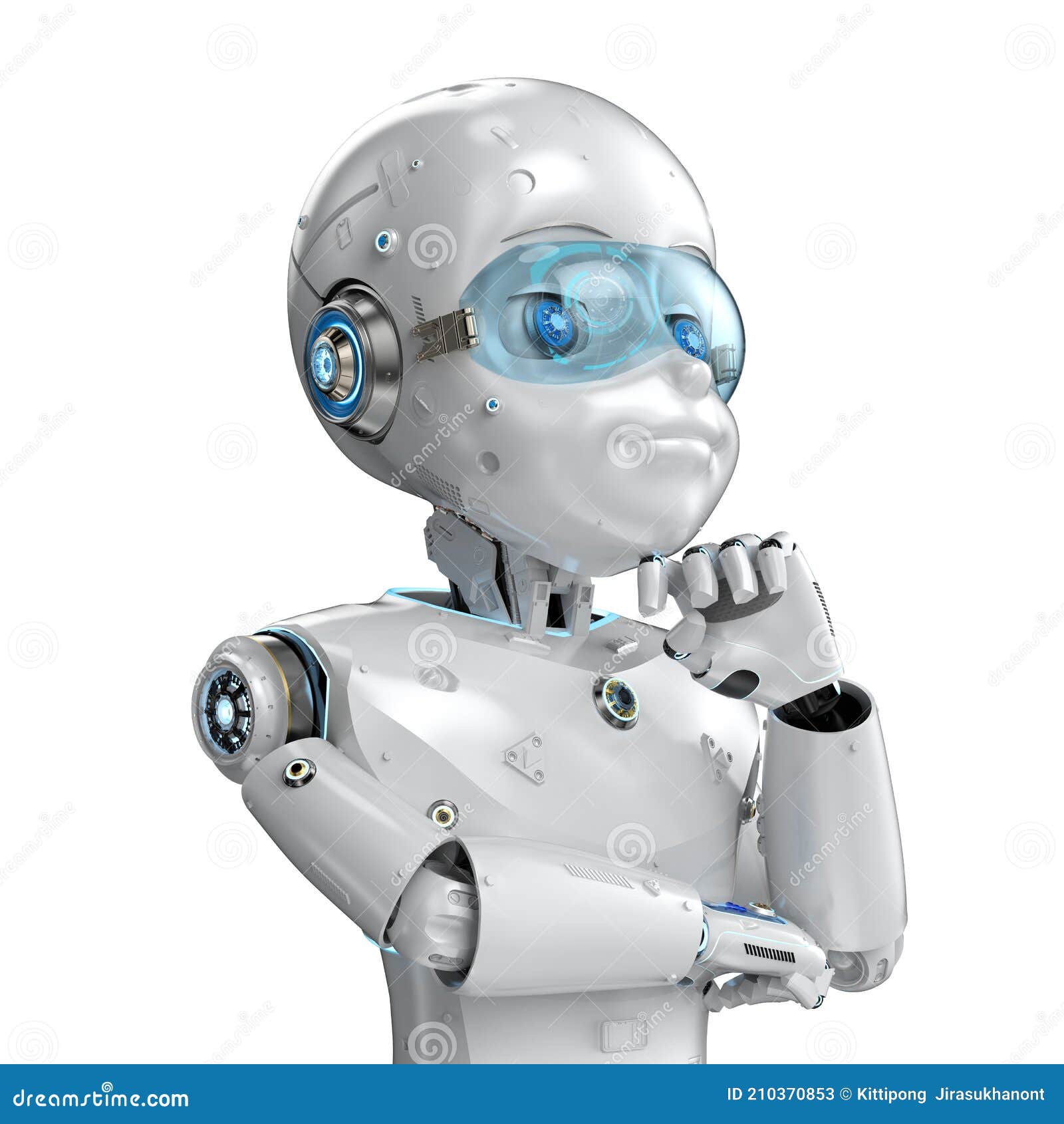 Cute Robot with Cartoon Character Think Stock Illustration ...