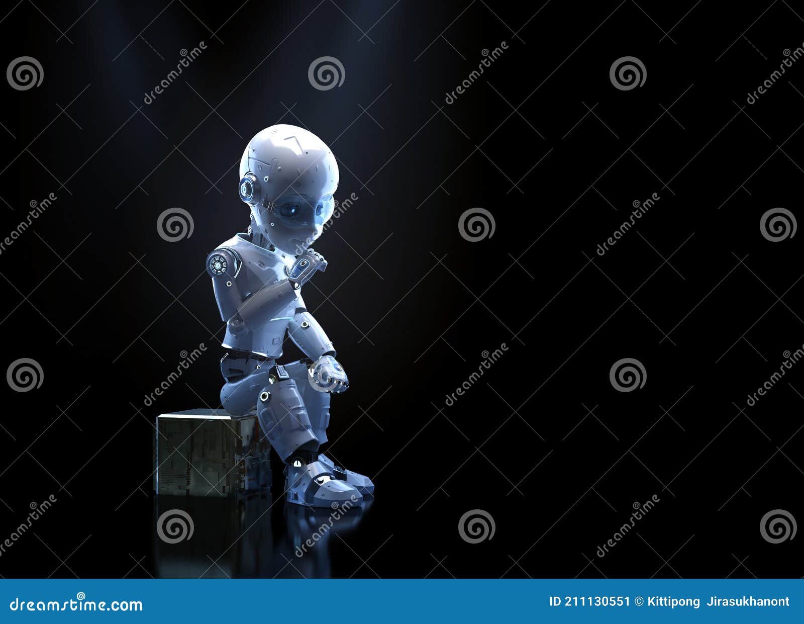 Cute Robot with Cartoon Character Think Stock Illustration ...