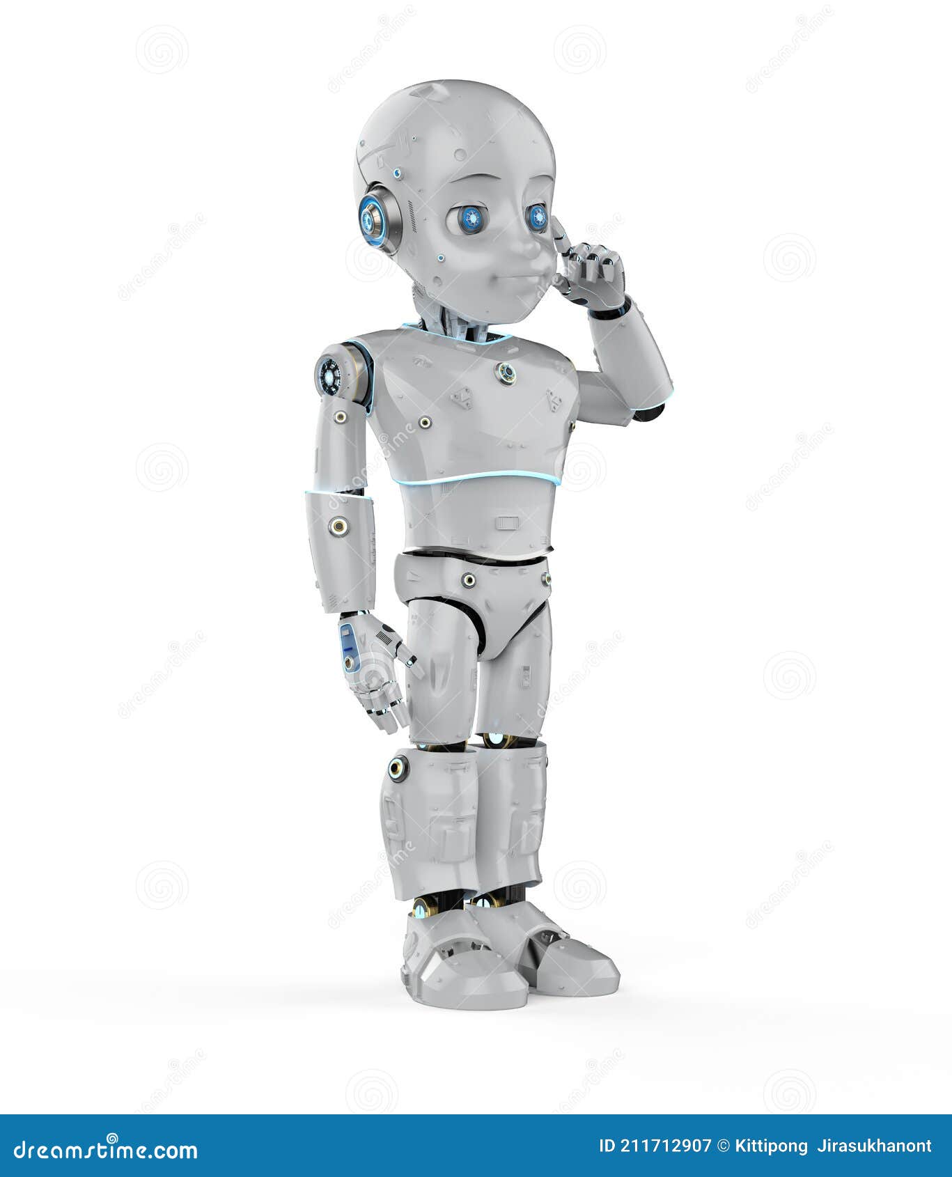 Cute Robot with Cartoon Character Think Stock Illustration ...