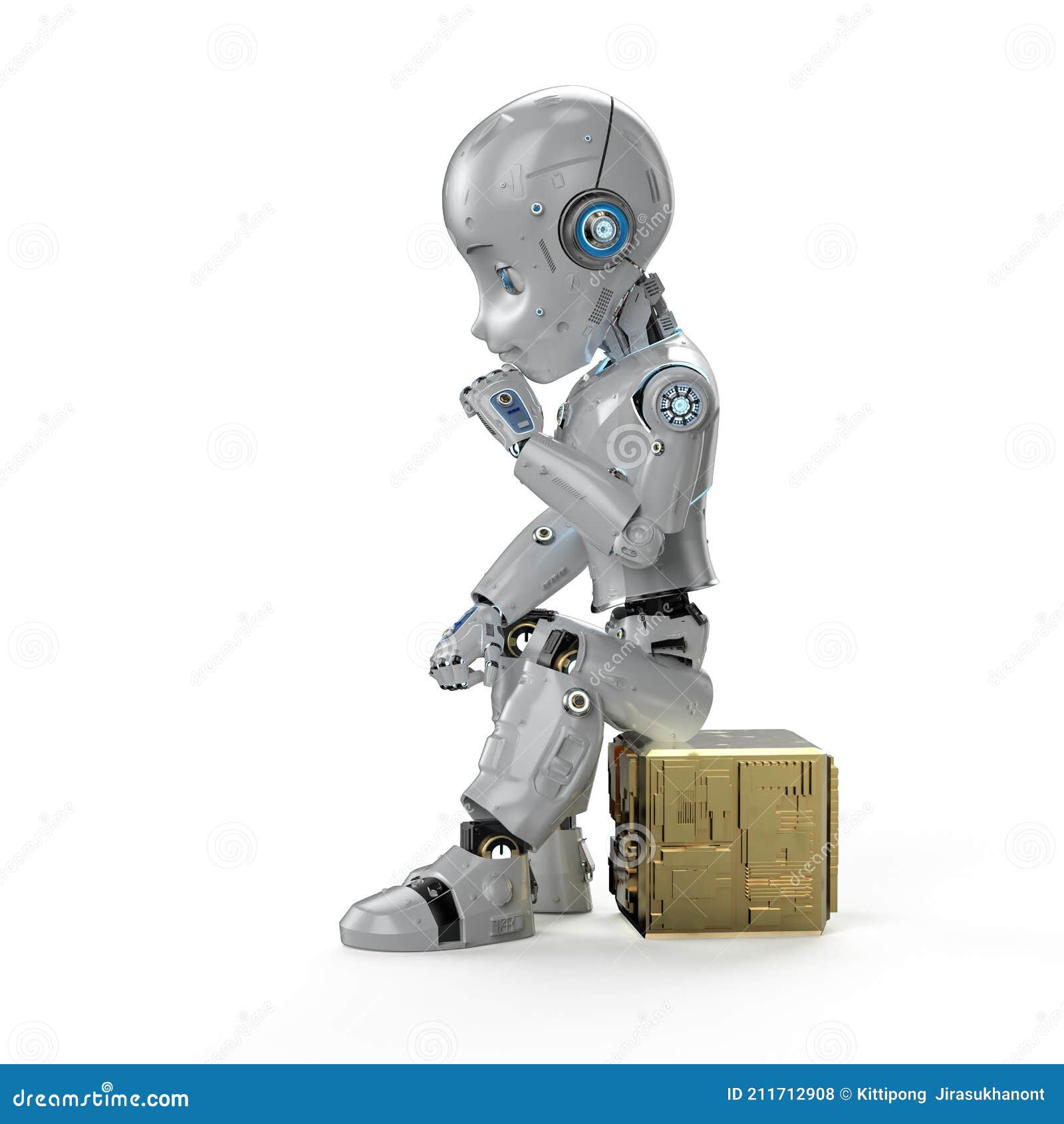 Cute Robot with Cartoon Character Think Stock Illustration ...