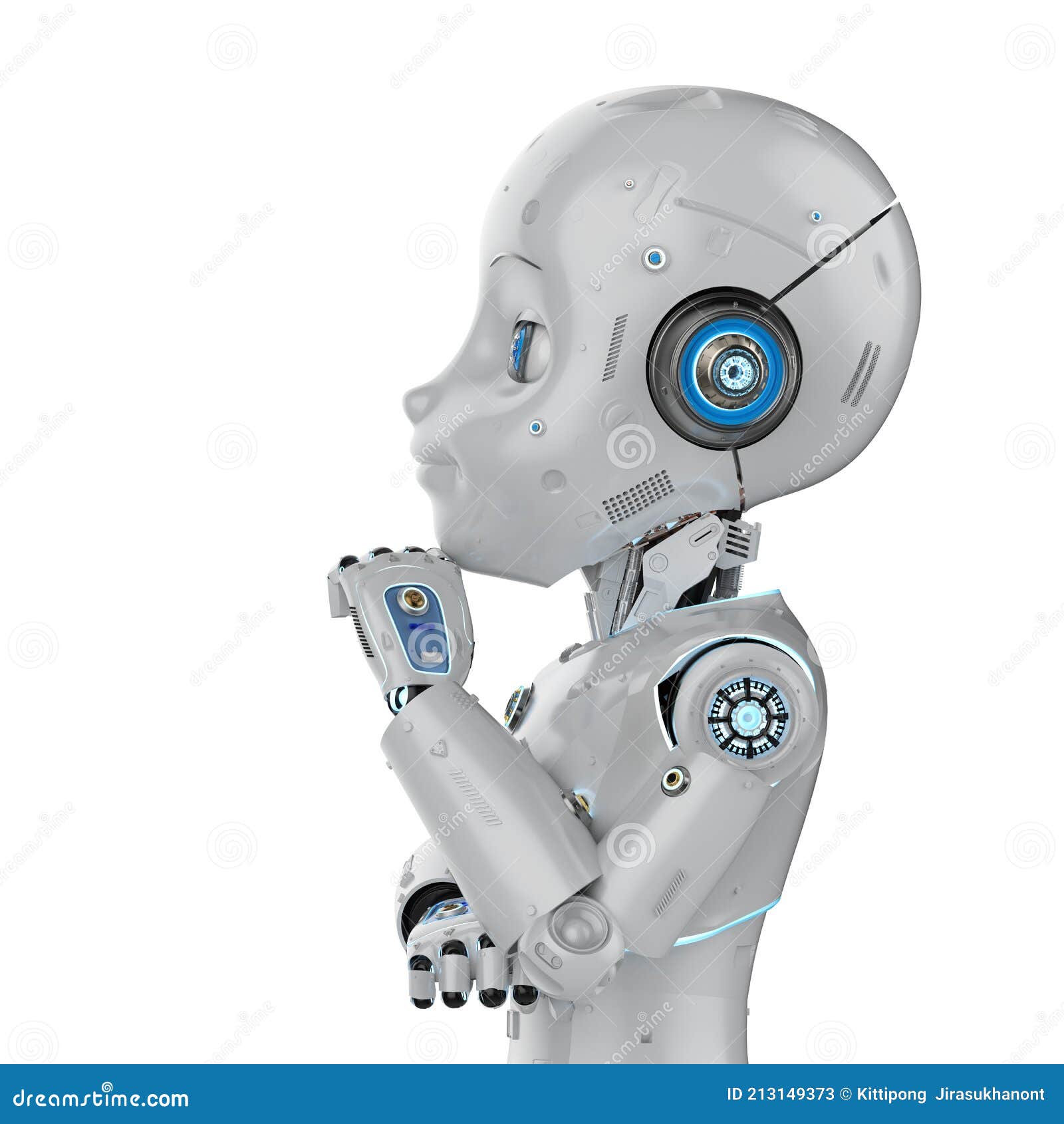 Cute Robot with Cartoon Character Think Stock Illustration ...