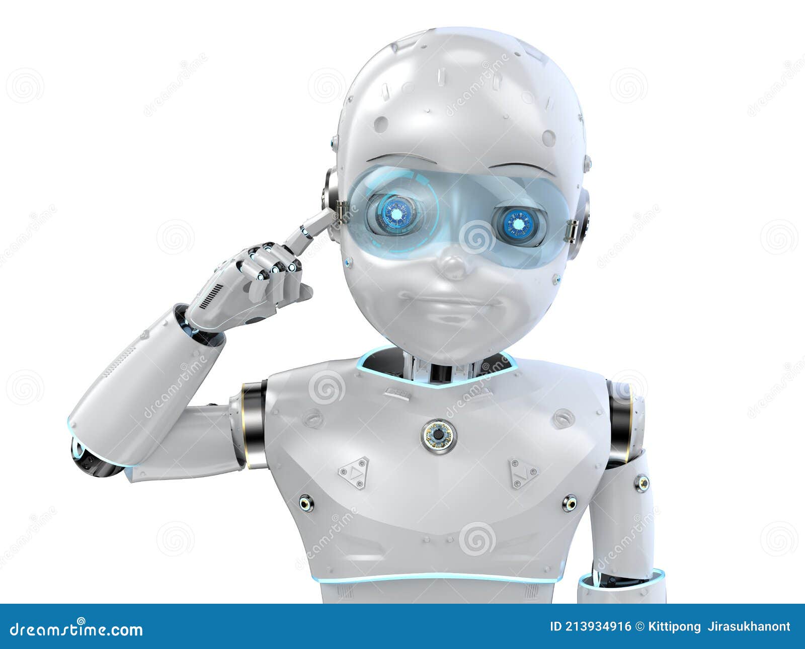 Cute Robot with Cartoon Character Think Stock Illustration ...