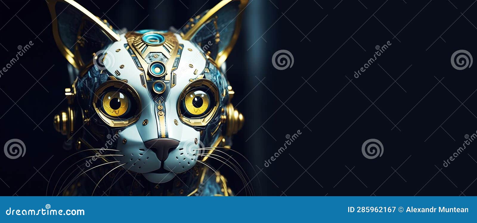 Cute Robot Cat, Future Pet, Panoramic Layout. Stock Illustration ...