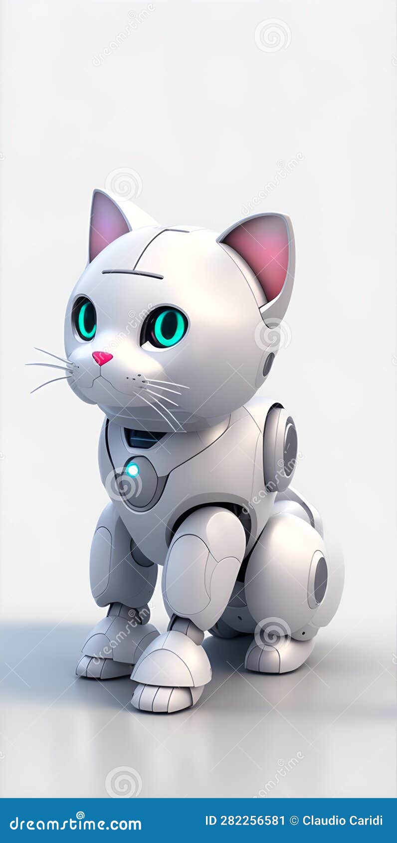 Cute Robot Cat Isolated on White. Generative AI Stock Illustration ...